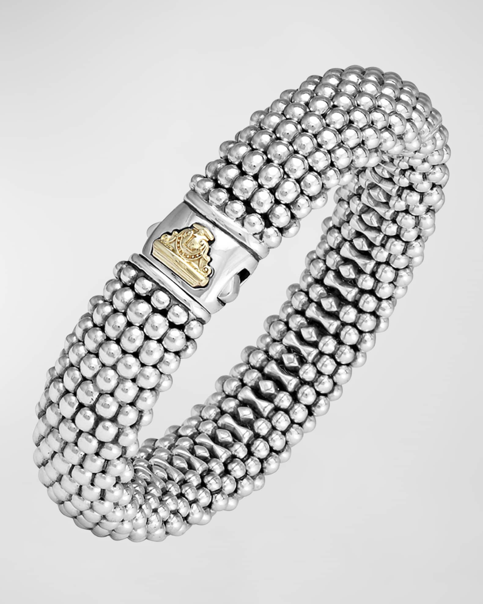 LAGOS Silver Caviar Oval Bracelet, 15mm | Neiman Marcus