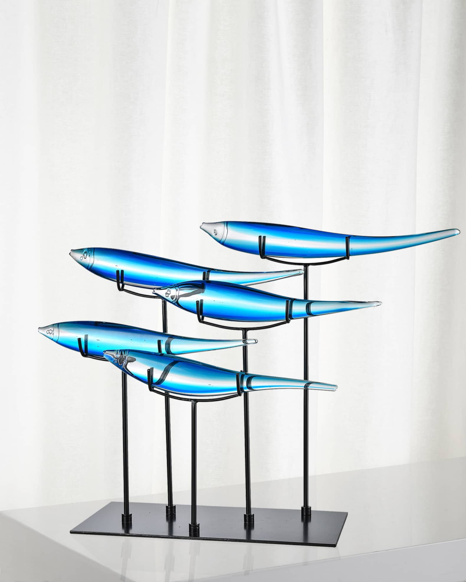 Dale Tiffany Decorative 5 Blue Fish Art Glass Figurine | Neiman Marcus