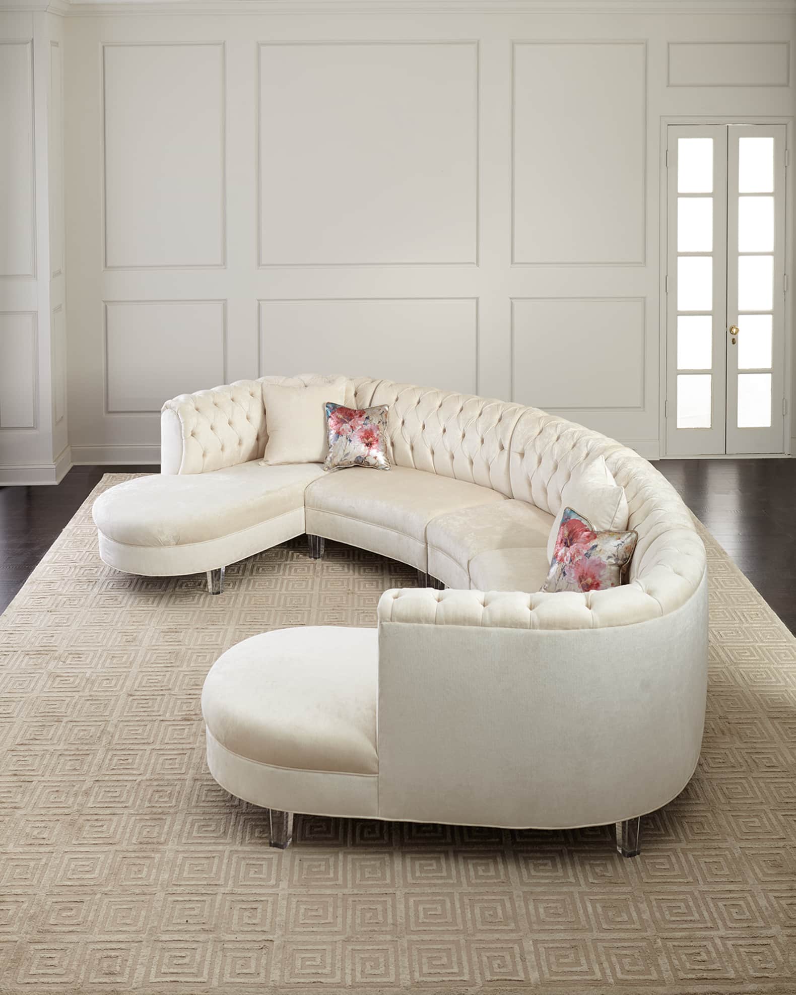 Tufted double chaise sectional store