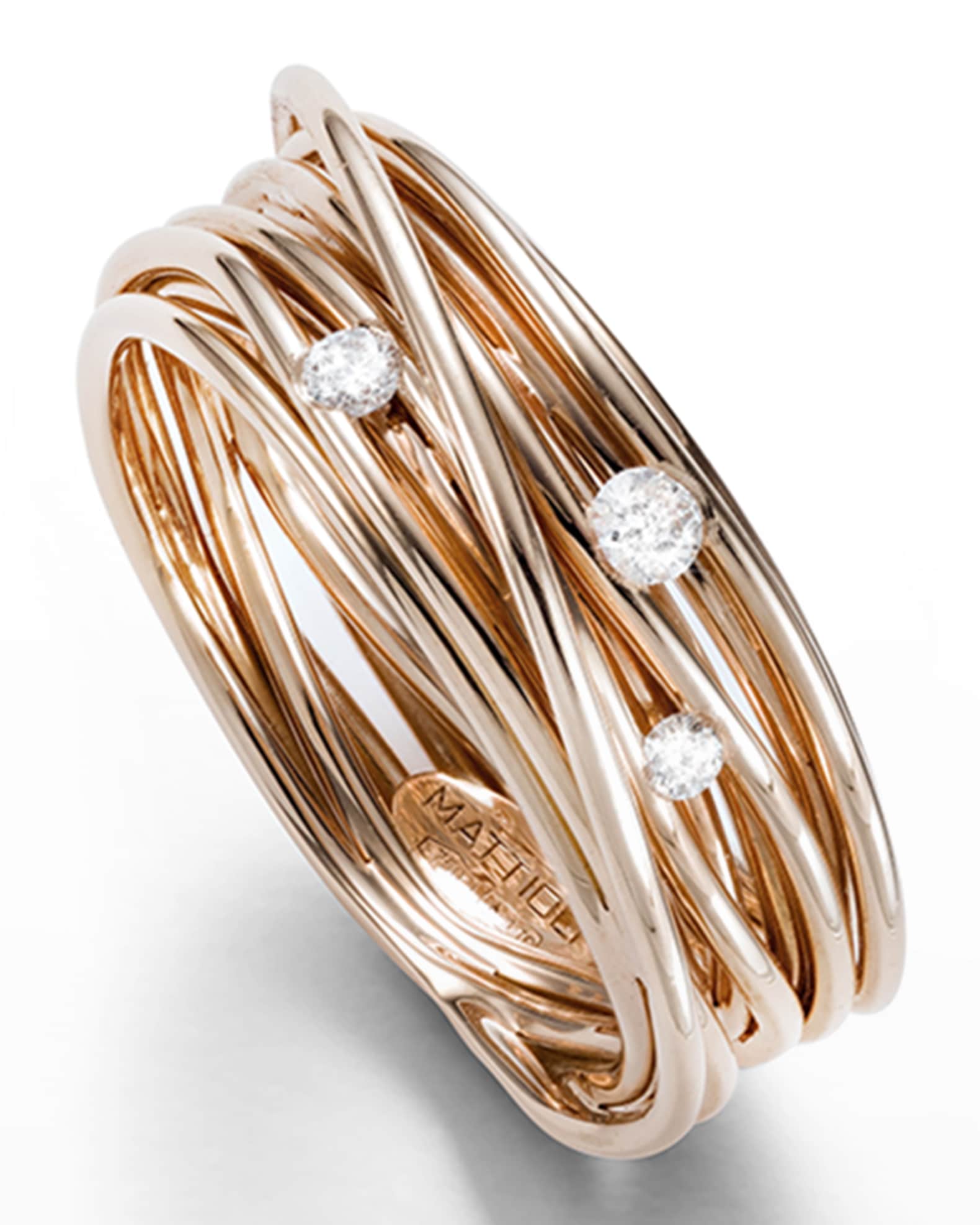 Mattioli 18k Rose Gold Tibet Diamond Ring, Narrow | Neiman Marcus