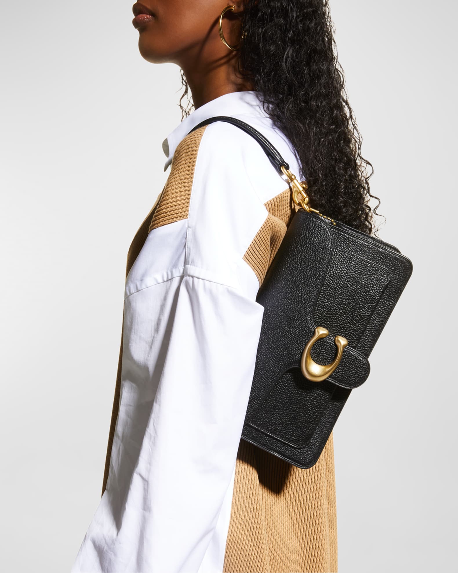 Coach Pebbled Polished Shoulder Bag | Neiman Marcus