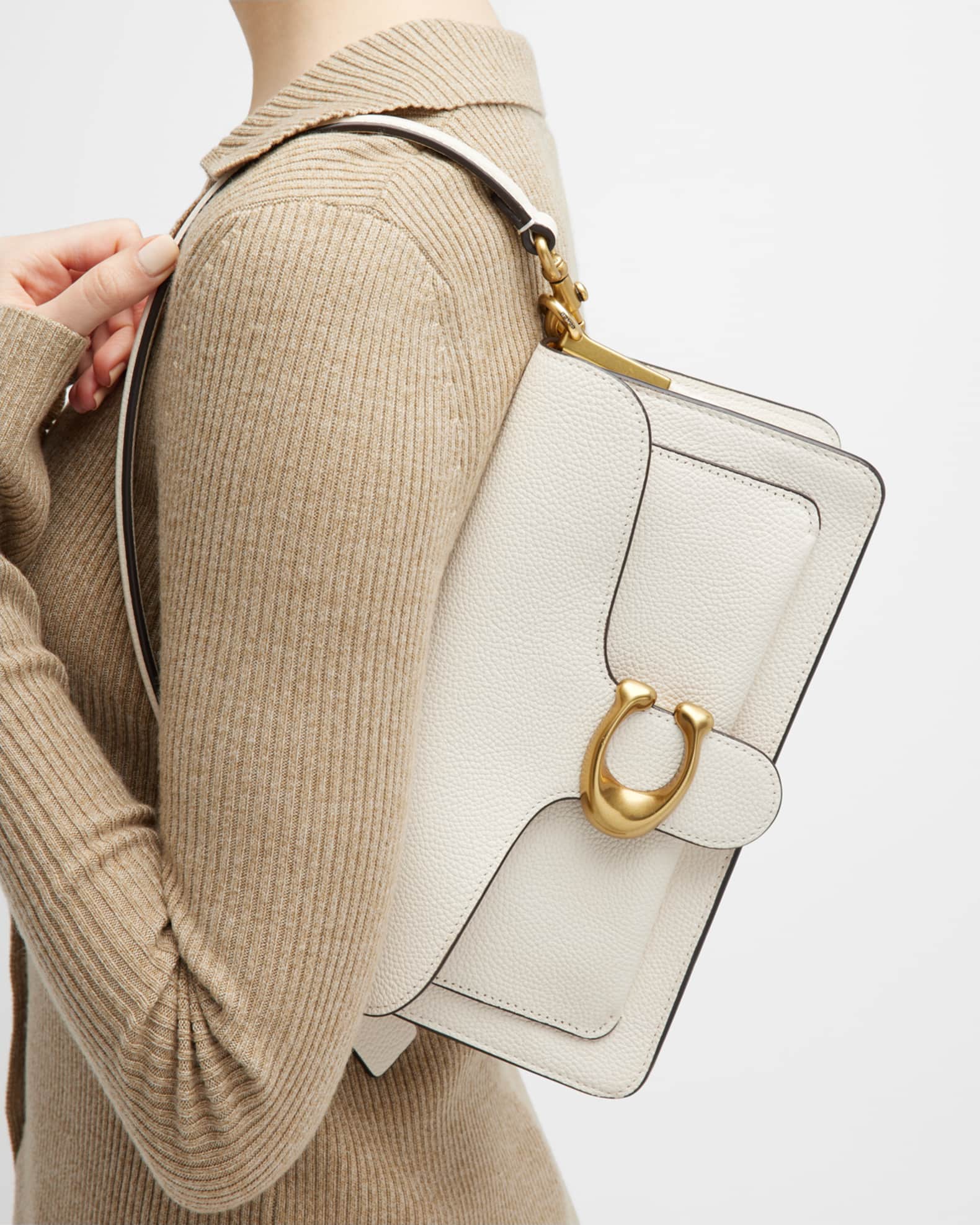 Coach Pebbled Polished Shoulder Bag | Neiman Marcus