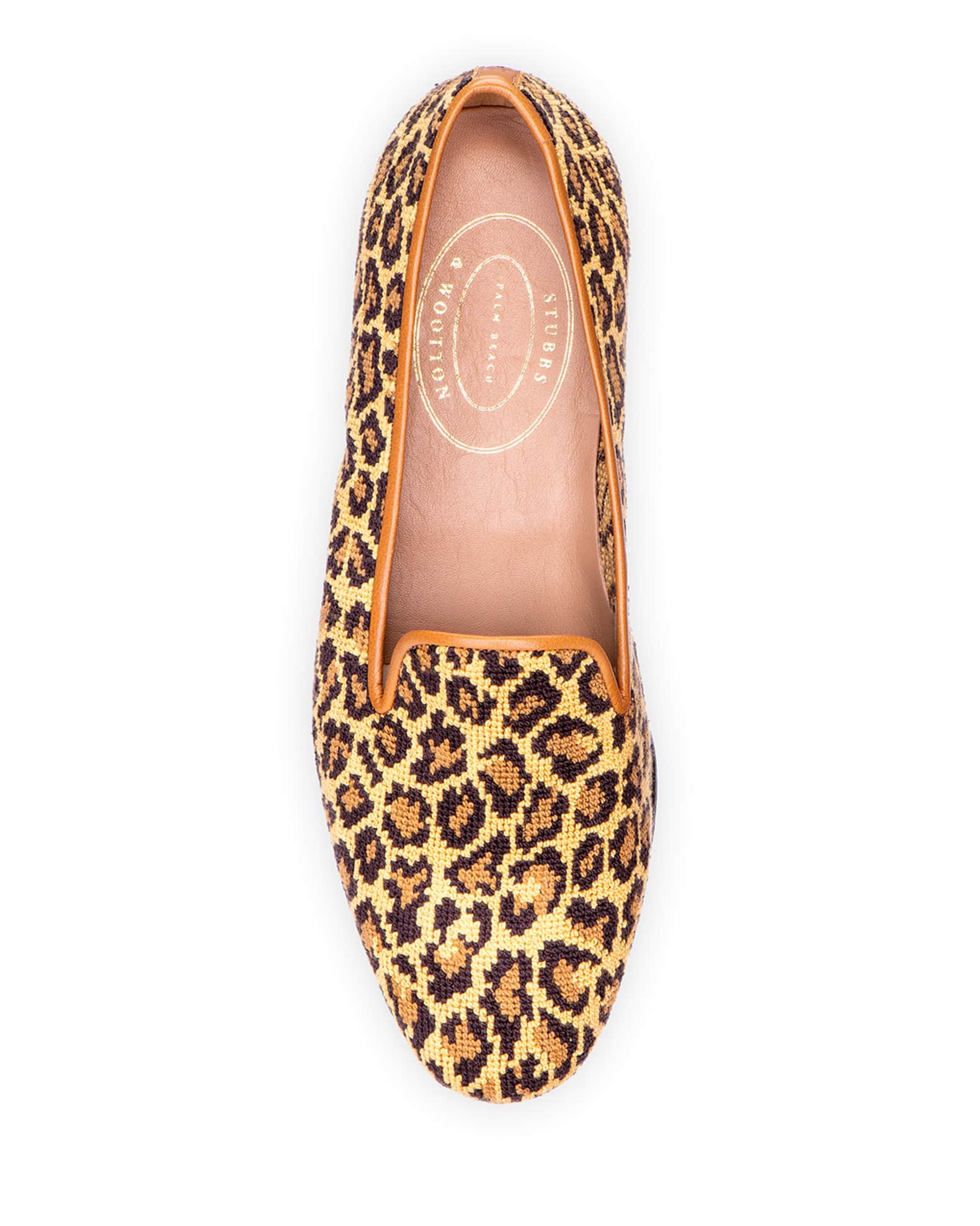 Stubbs and Wootton Jane True Needlepoint Cheetah Slippers | Neiman Marcus