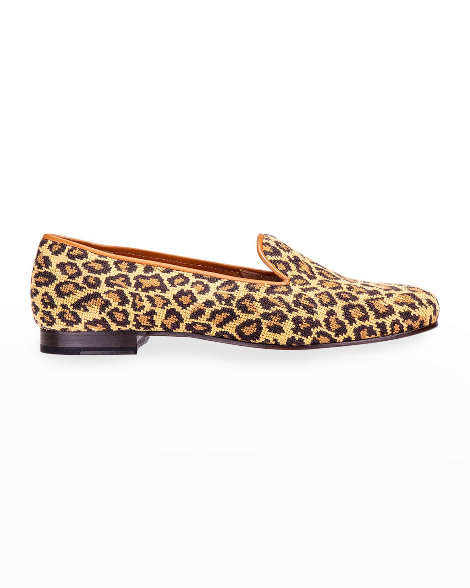 Stubbs and Wootton Jane True Needlepoint Cheetah Slippers | Neiman Marcus