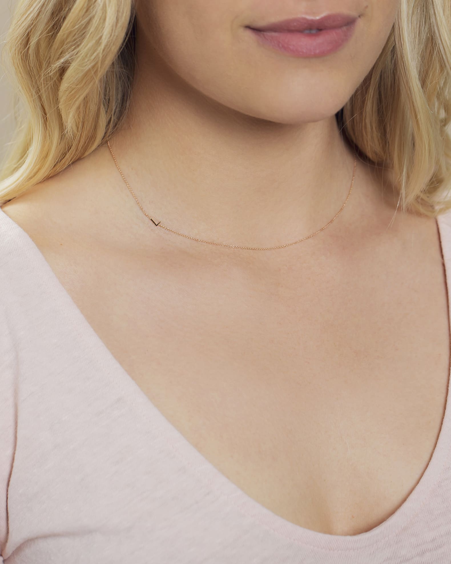 Maya Brenner Designs 14k Rose Gold Mini Letter Necklace | Neiman Marcus