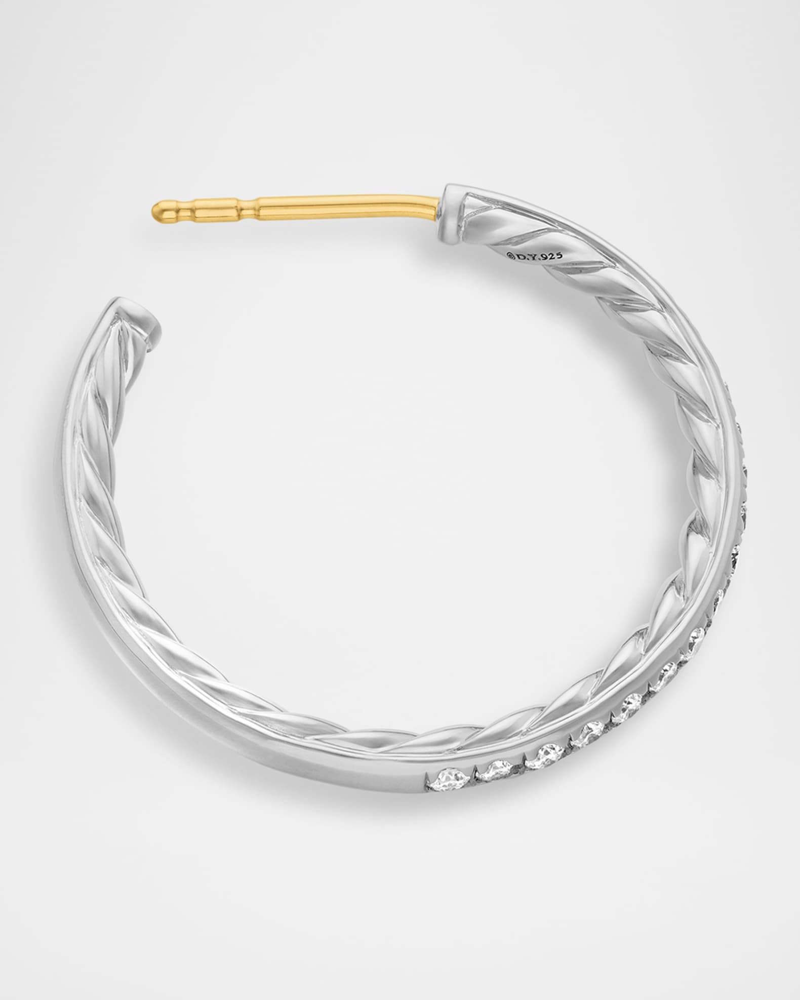 David Yurman Small Hoop Earrings w/ Pave Diamonds | Neiman Marcus