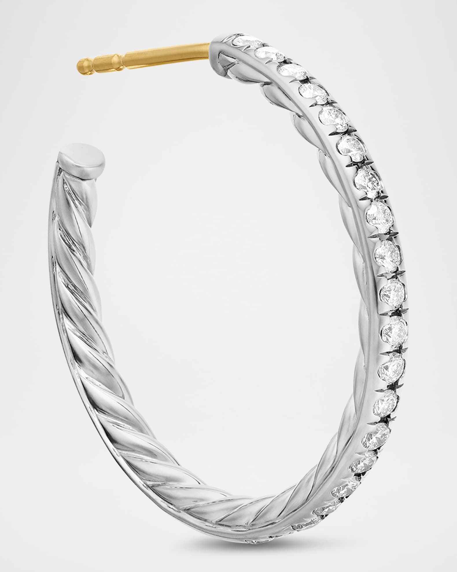 David Yurman Small Hoop Earrings w/ Pave Diamonds | Neiman Marcus