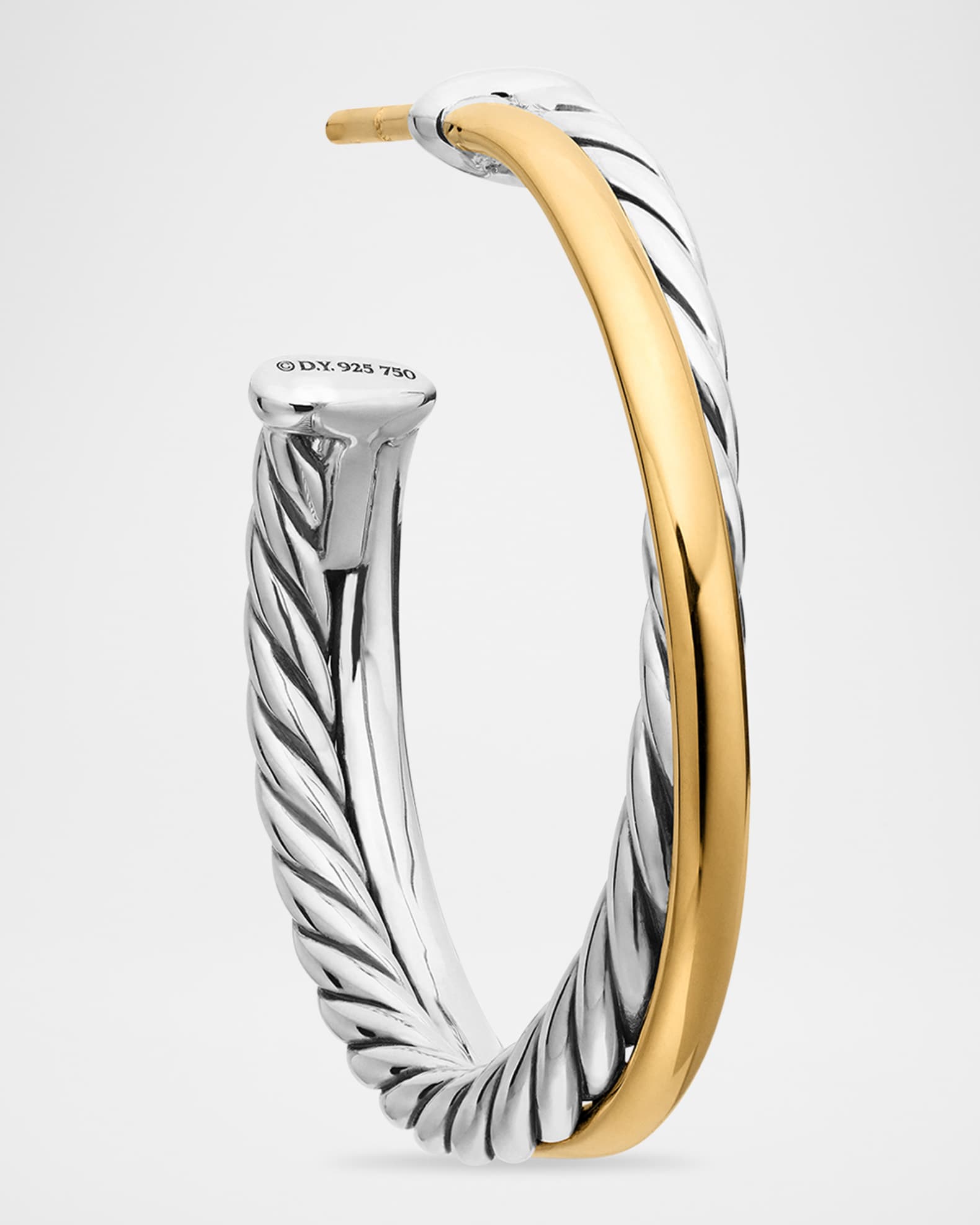 David Yurman Crossover Hoop Earrings with 18K Gold in Silver, 5mm, 1"L ...