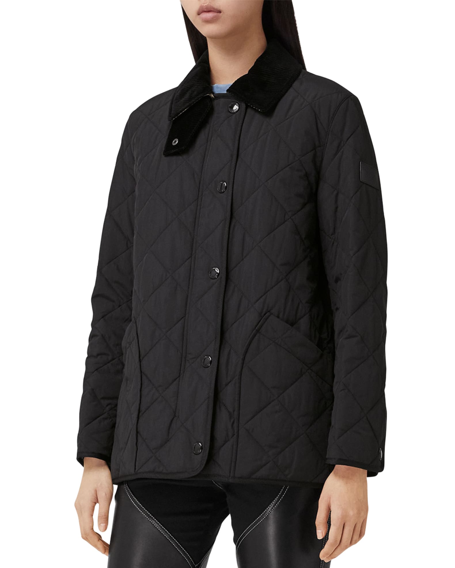 Burberry Cotswold Quilted Barn Jacket, Black | Neiman Marcus