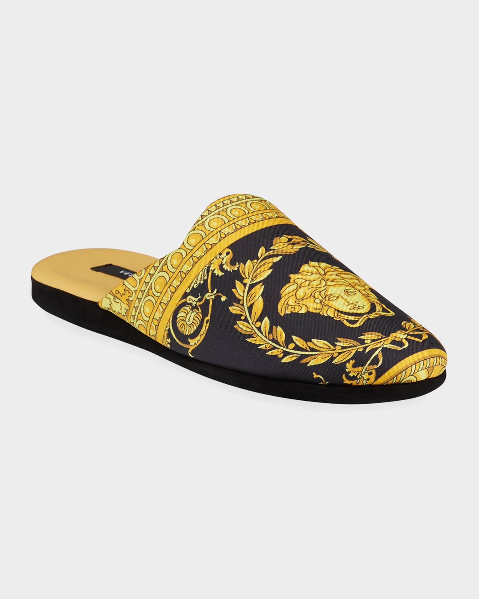 Versace Men's Barocco Silk Robe Slippers | Neiman Marcus