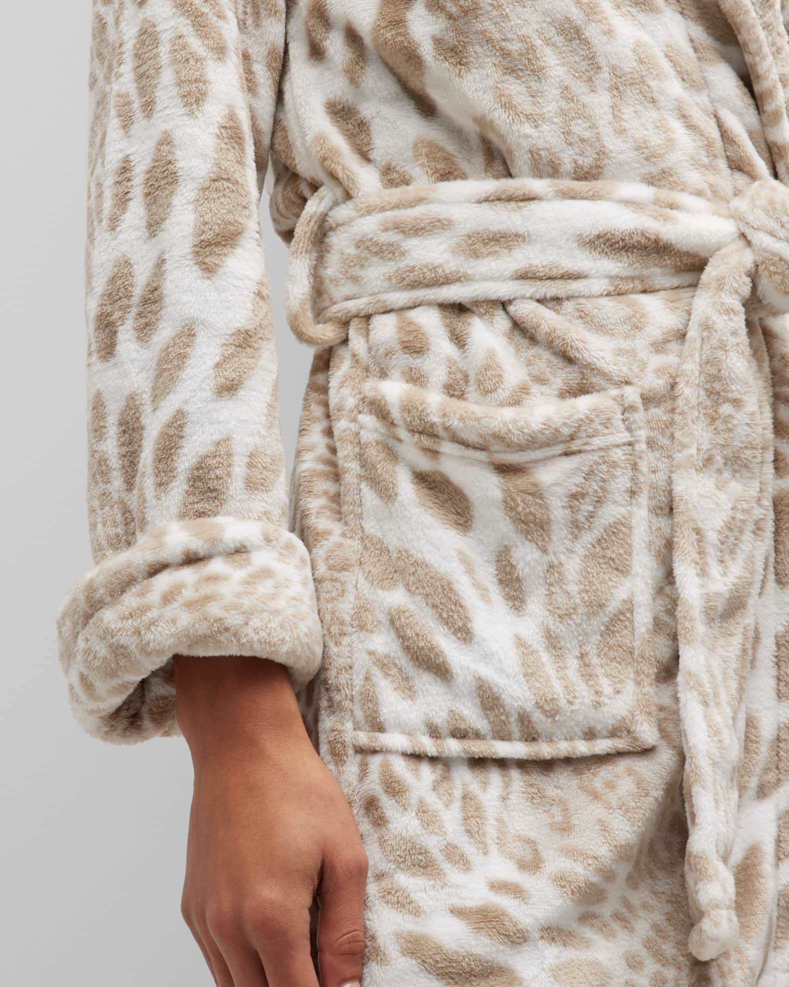 Natori Leopard-Print Faux Fur Long Robe | Neiman Marcus