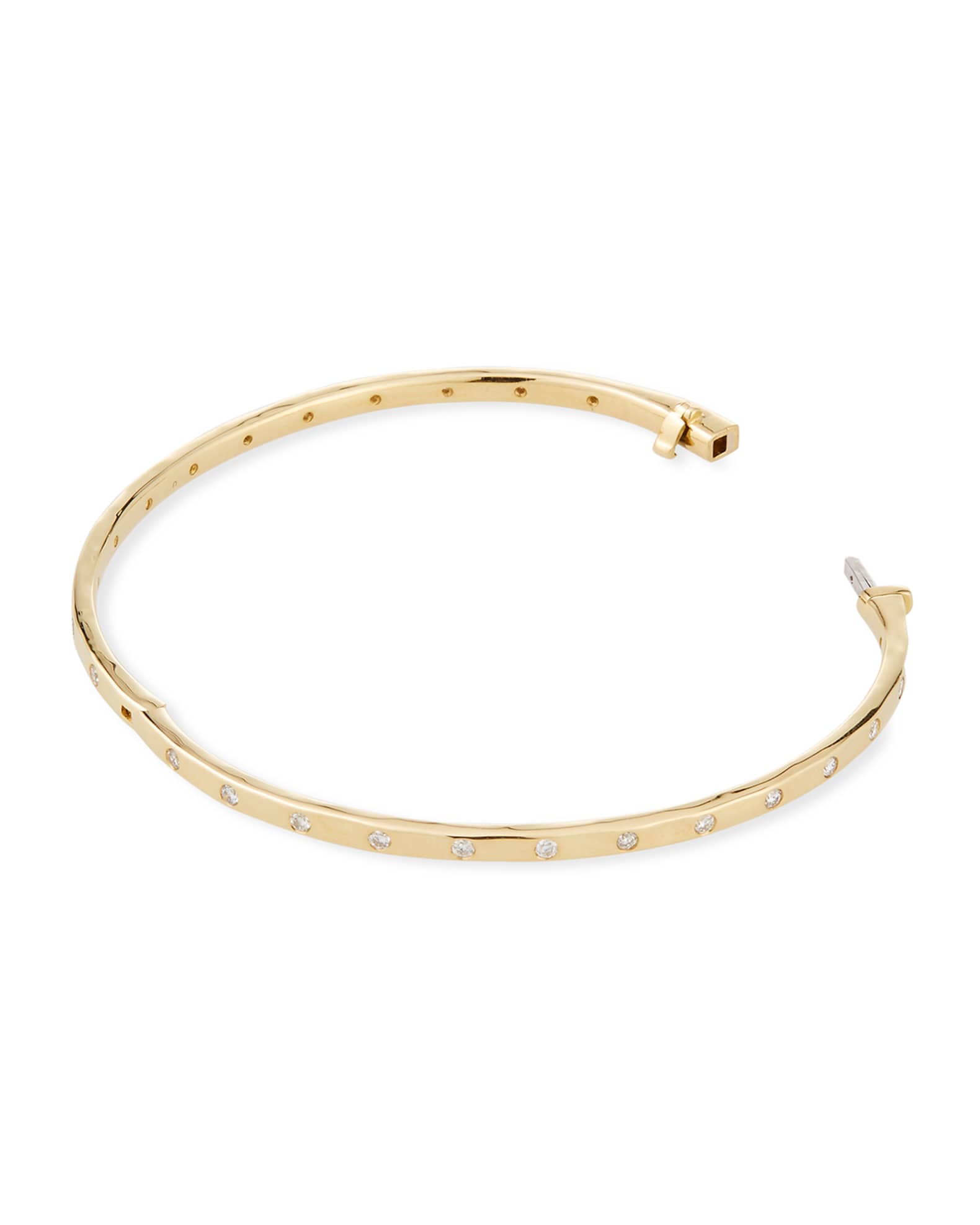 Ippolita 28-Stone Hinged Bangle in 18K Gold with Diamonds | Neiman Marcus