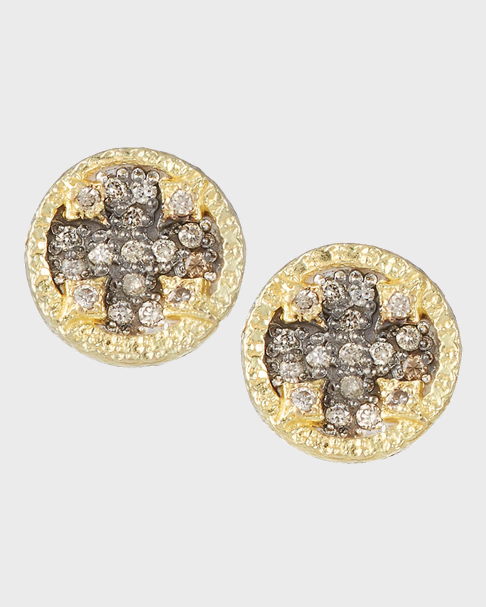 Armenta Old World Diamond Pave Stud Earrings w/ 18k Gold | Neiman Marcus