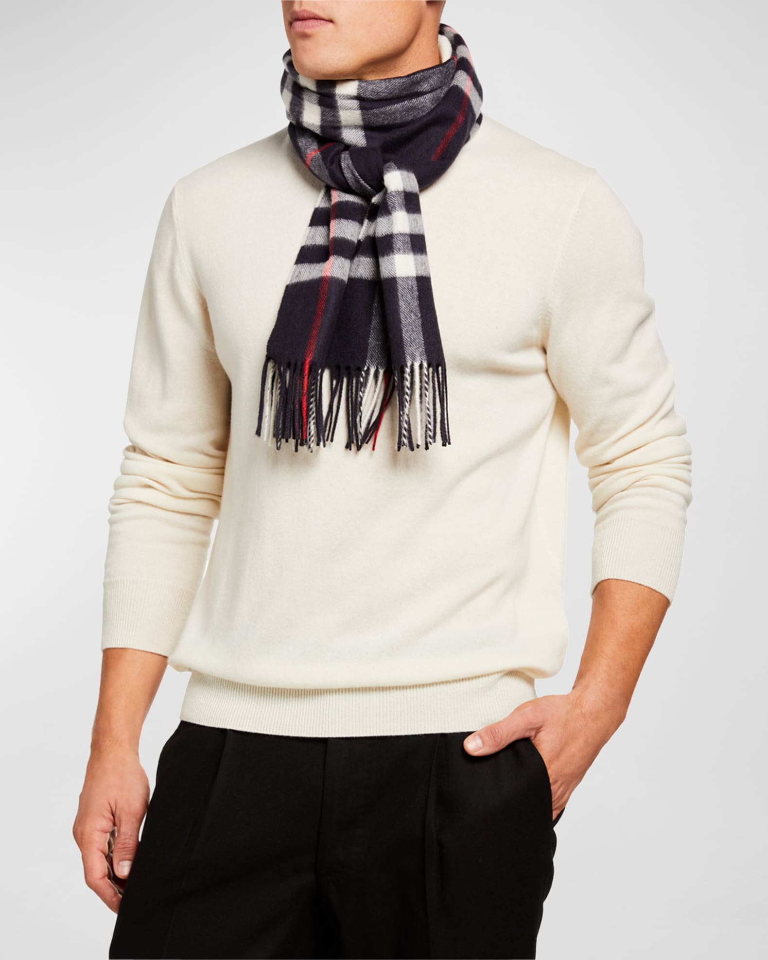 Burberry Men's Giant Check Cashmere Scarf | Neiman Marcus