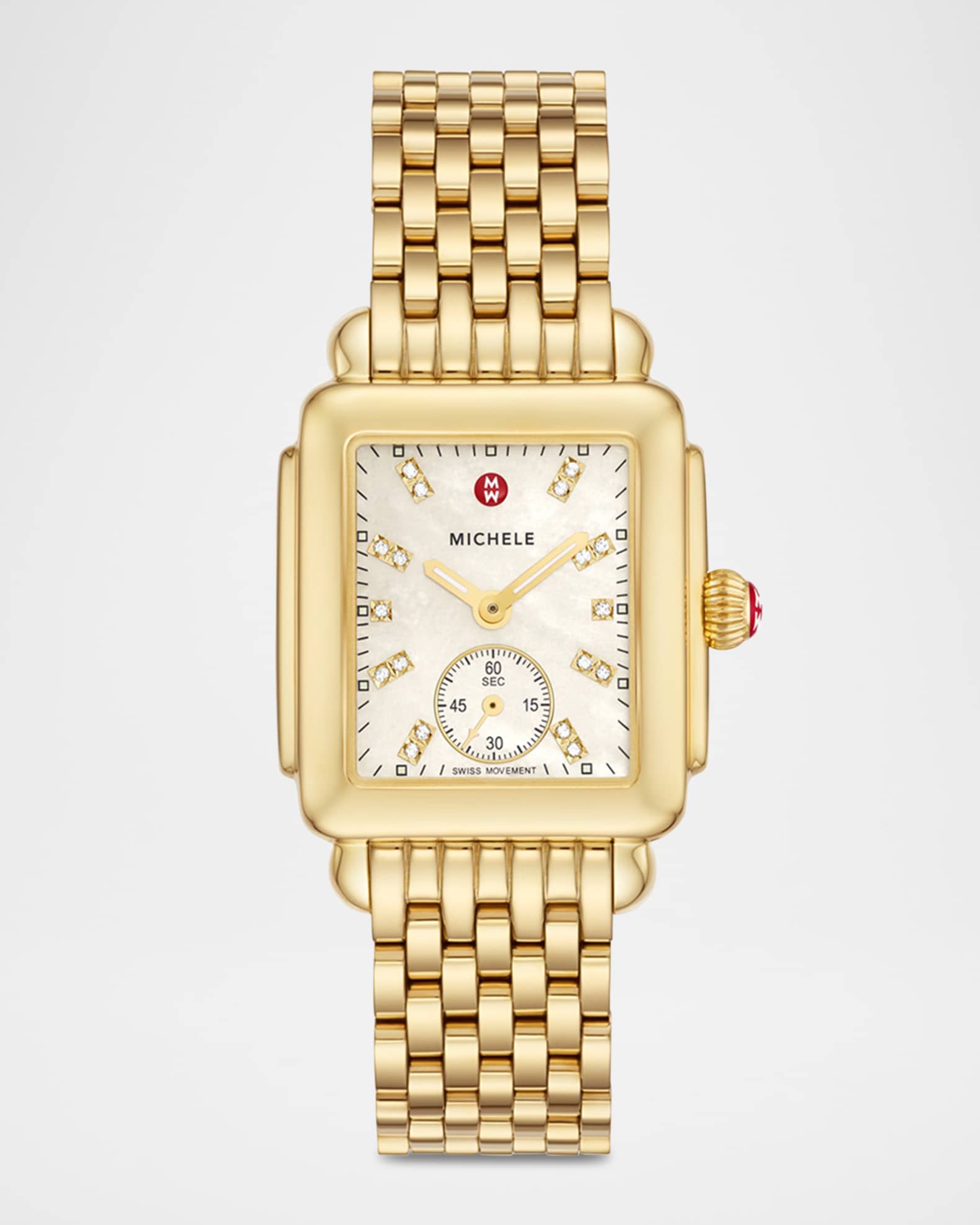 MICHELE Deco Mid Gold Diamond Dial Watch | Neiman Marcus