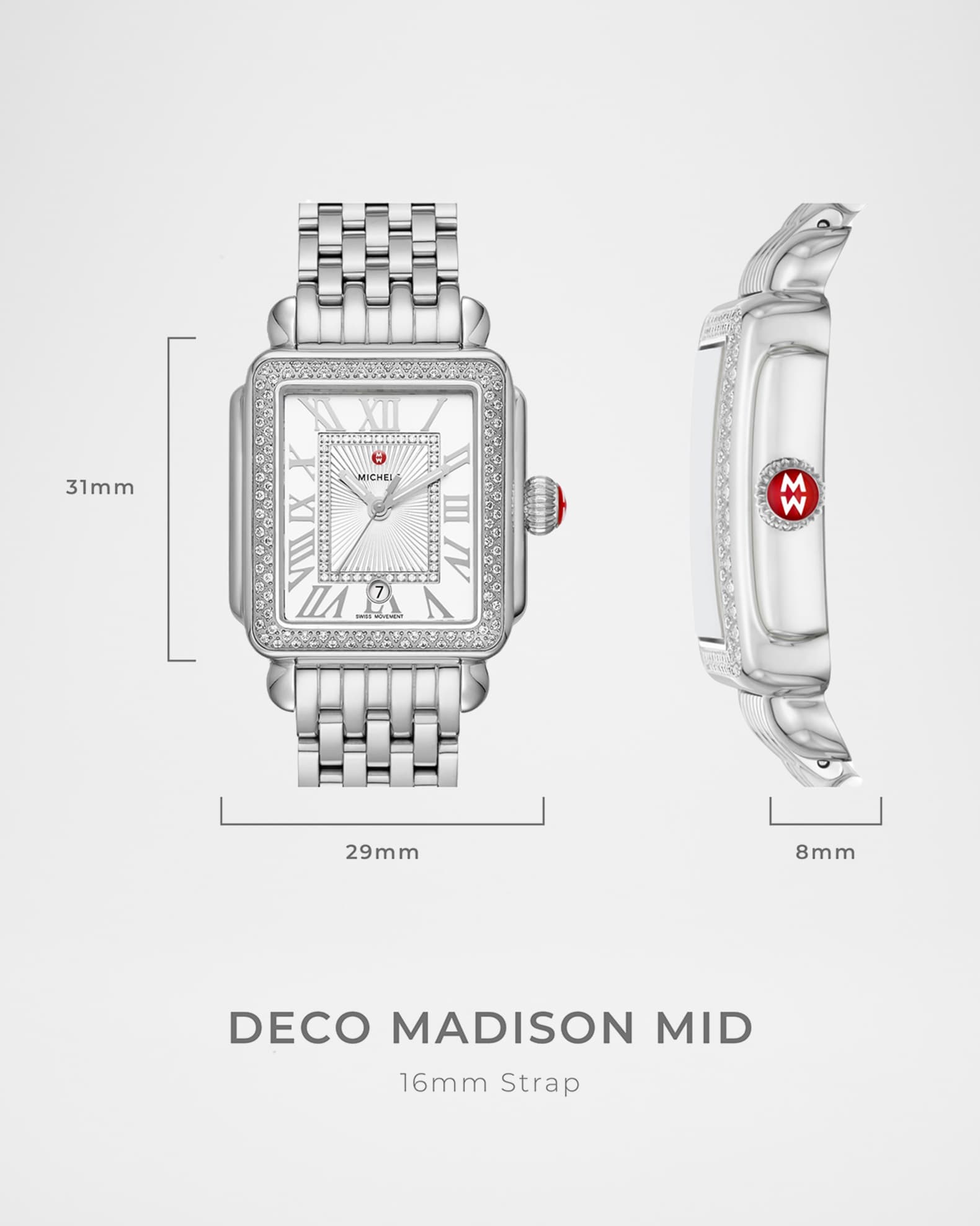 MICHELE Deco Madison Mid Stainless Steel Diamond Watch | Neiman Marcus