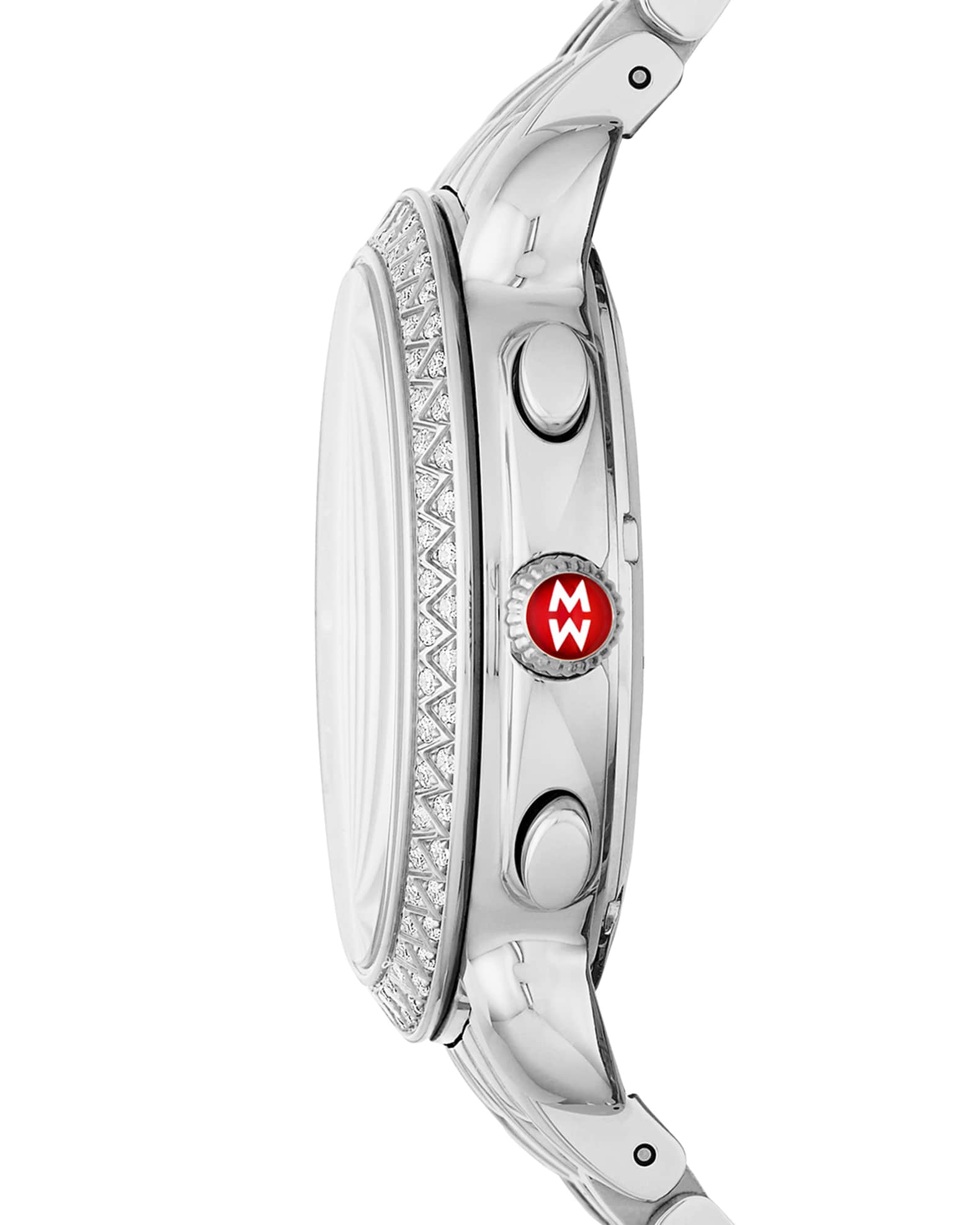 MICHELE 38mm Sidney Diamond Chronograph Watch, Silver | Neiman Marcus