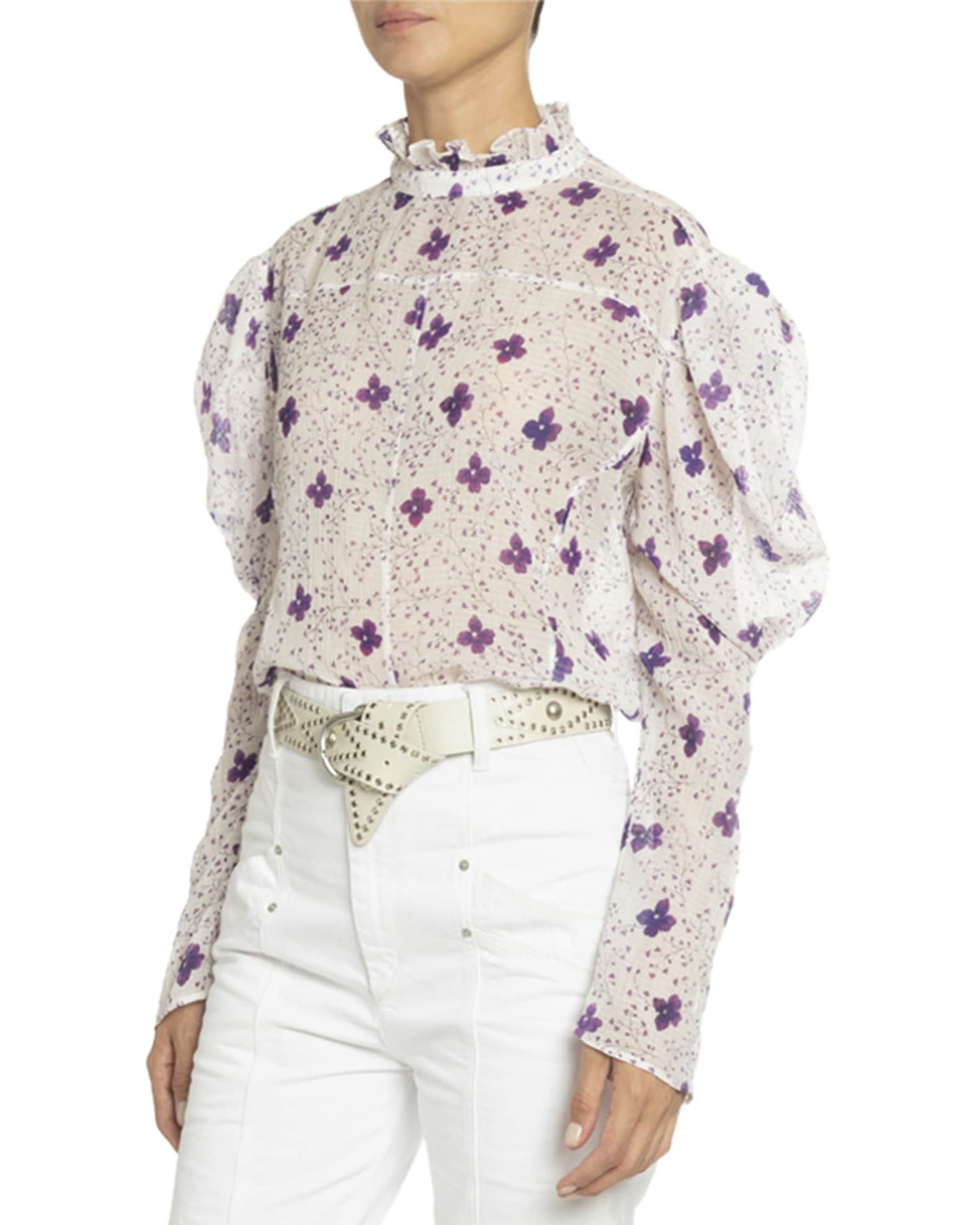 Emsley Floral Print Mock-Neck Blouse and Matching Items | Neiman Marcus
