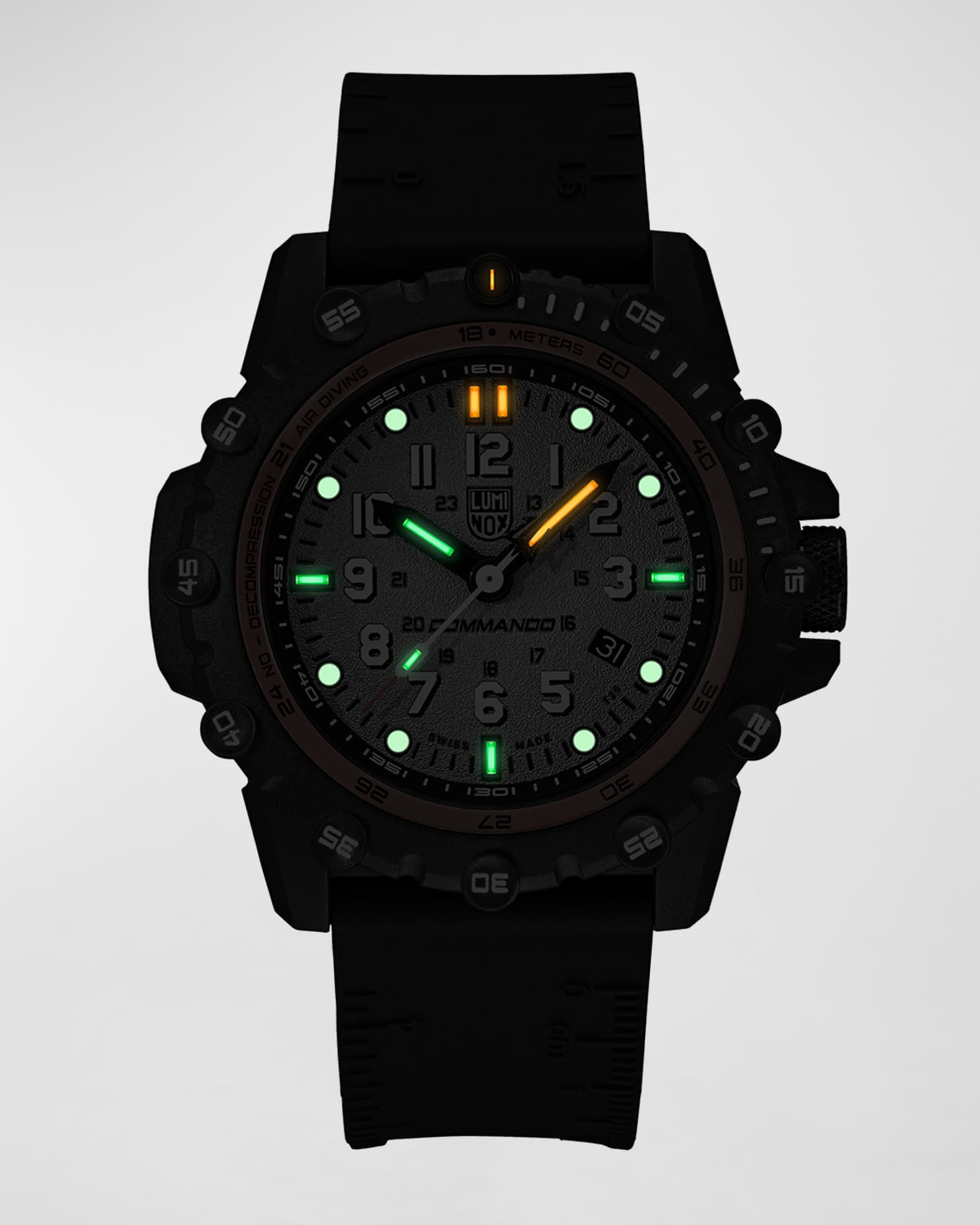 Luminox Men's 44mm Commando 3300 Series Watch with Rubber Strap ...
