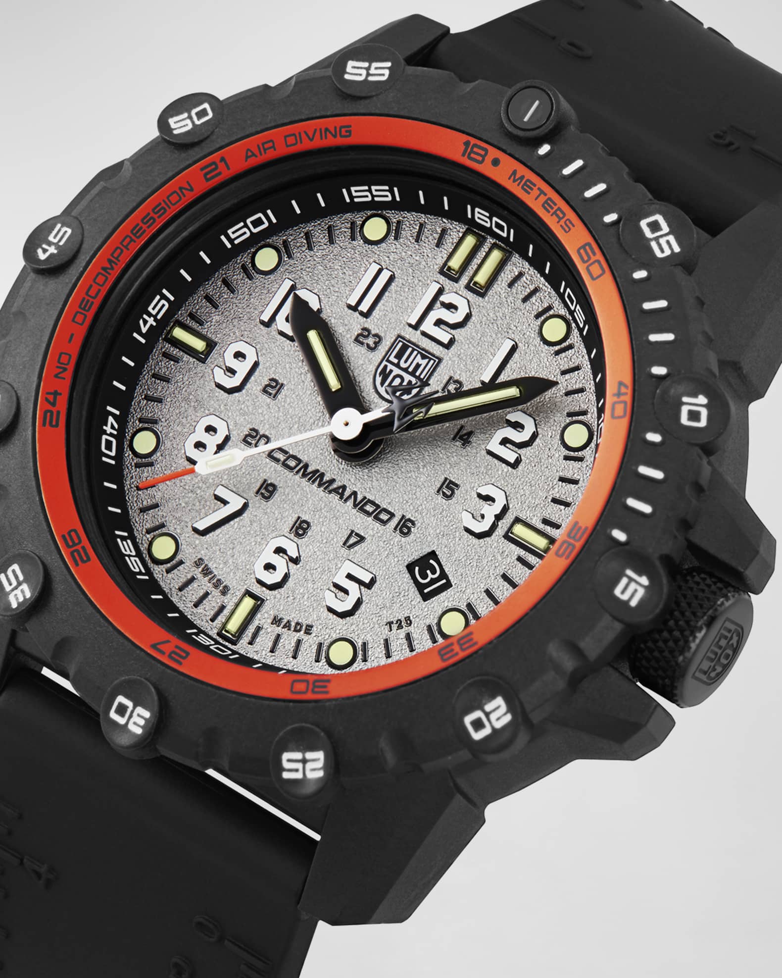 Luminox Men's 44mm Commando 3300 Series Watch with Rubber Strap ...