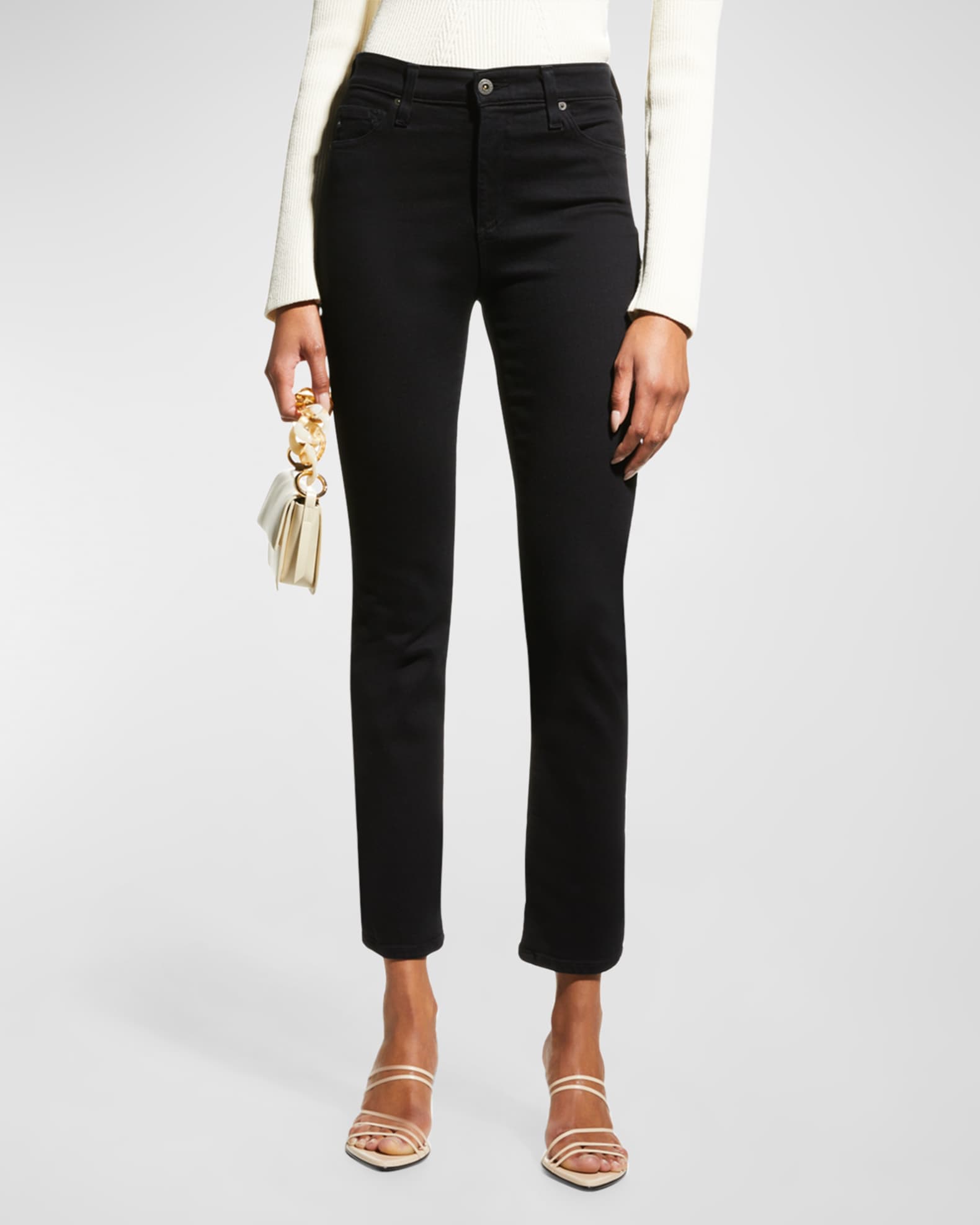 Mari High-Rise Slim Straight Jeans | Neiman Marcus