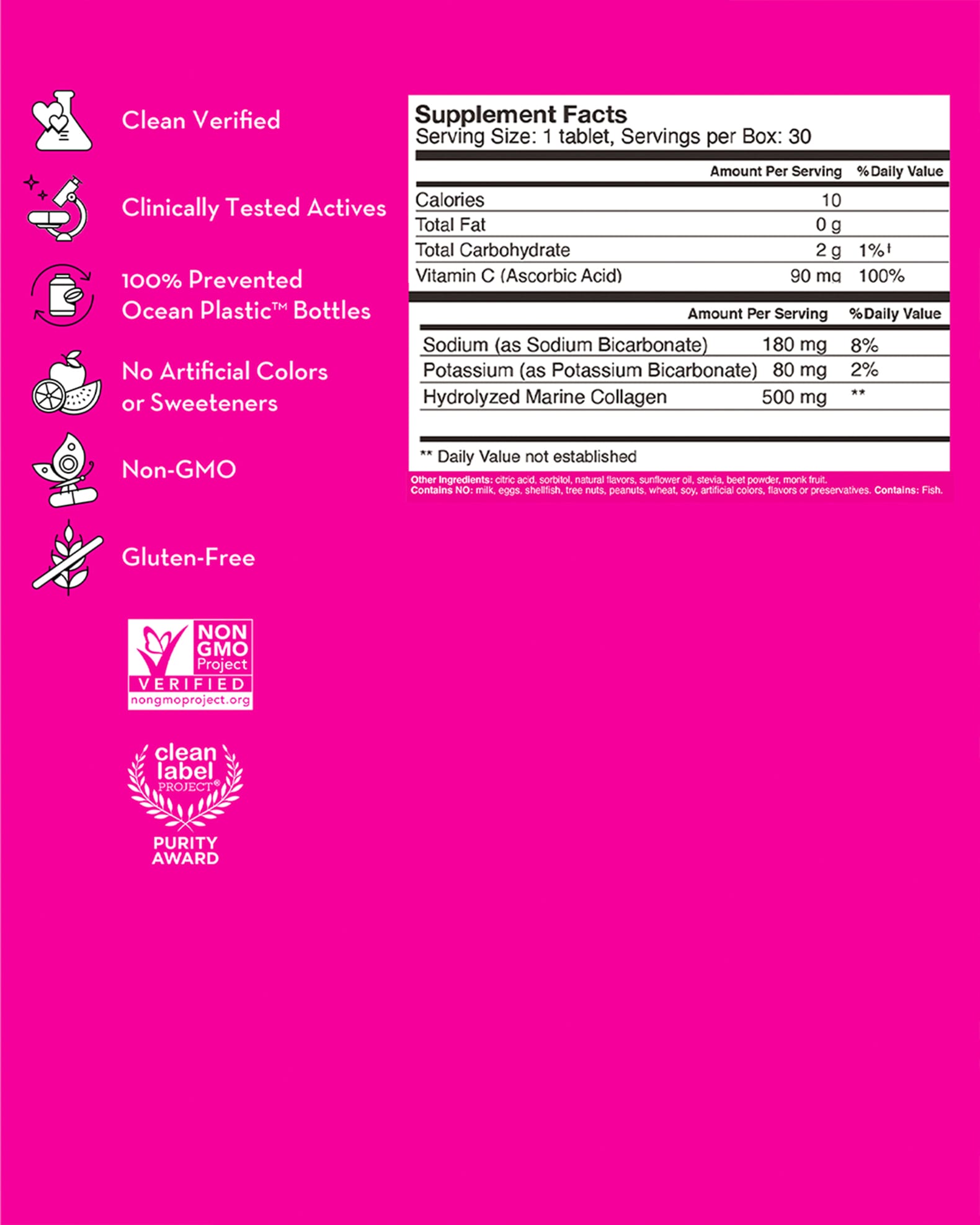 Hum Nutrition Collagen Pop + Vitamin C Dissolvable Tablets, Strawberry ...