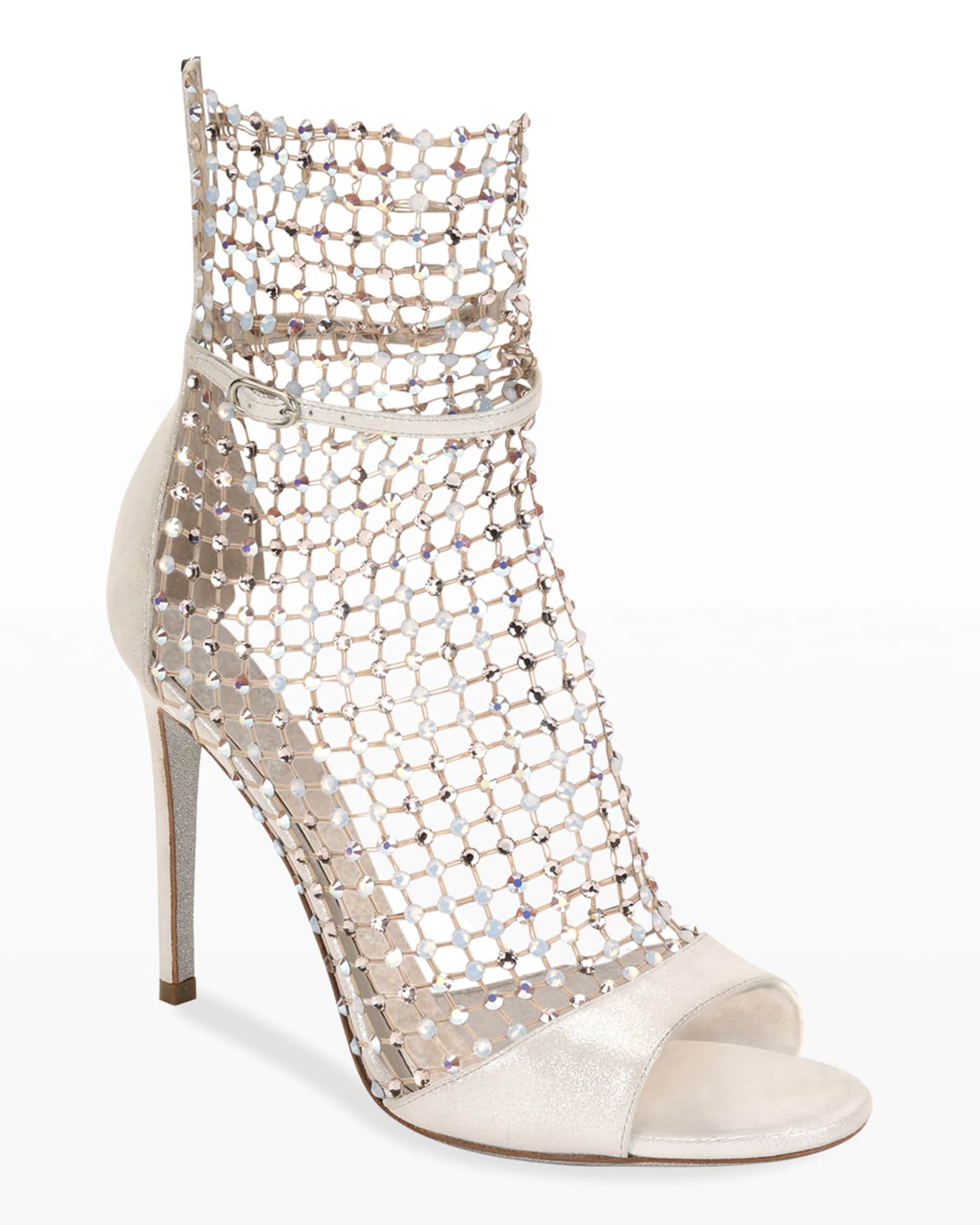Rene Caovilla Galaxia Mesh and Metallic Net Sandal-Illusion Booties ...