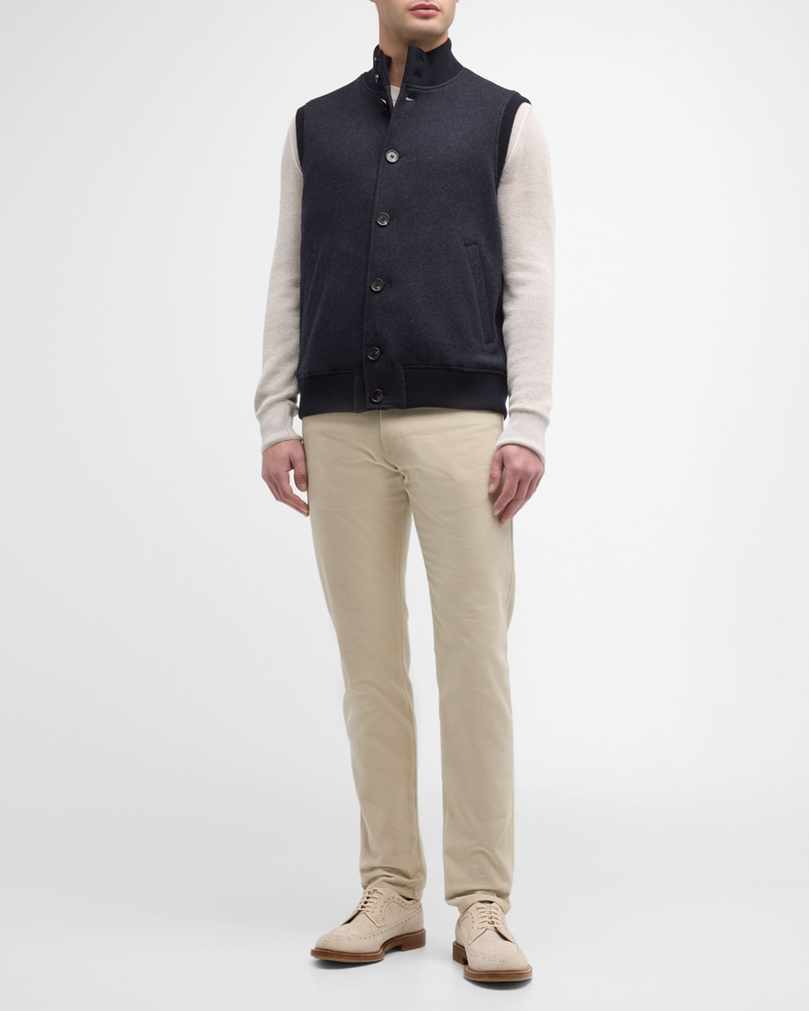 Loro Piana Men's Cashmere Button-Up Vest | Neiman Marcus