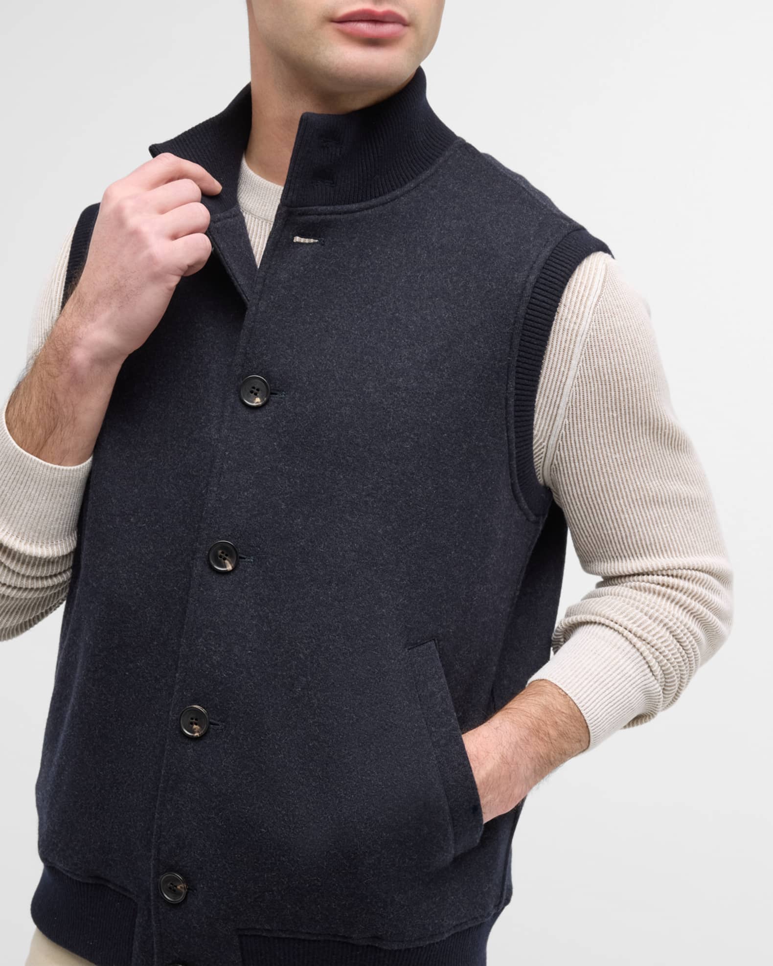 Loro Piana Men's Cashmere Button-Up Vest | Neiman Marcus