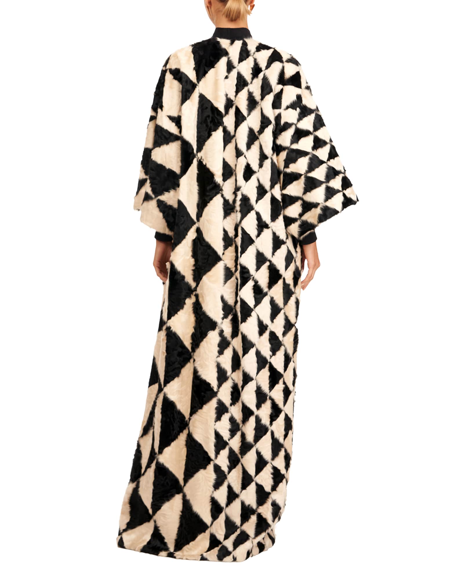 Oscar de la Renta Napa Lamb Triangle Intarsia Kimono Coat | Neiman Marcus