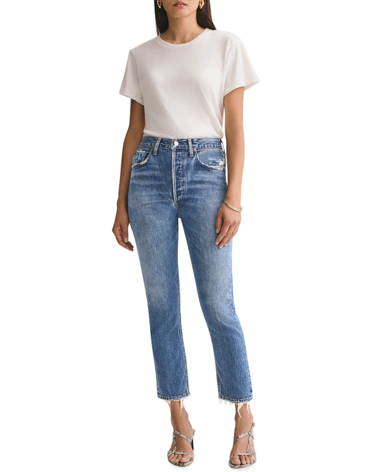 AGOLDE Riley High-Rise Straight Crop Jeans | Neiman Marcus