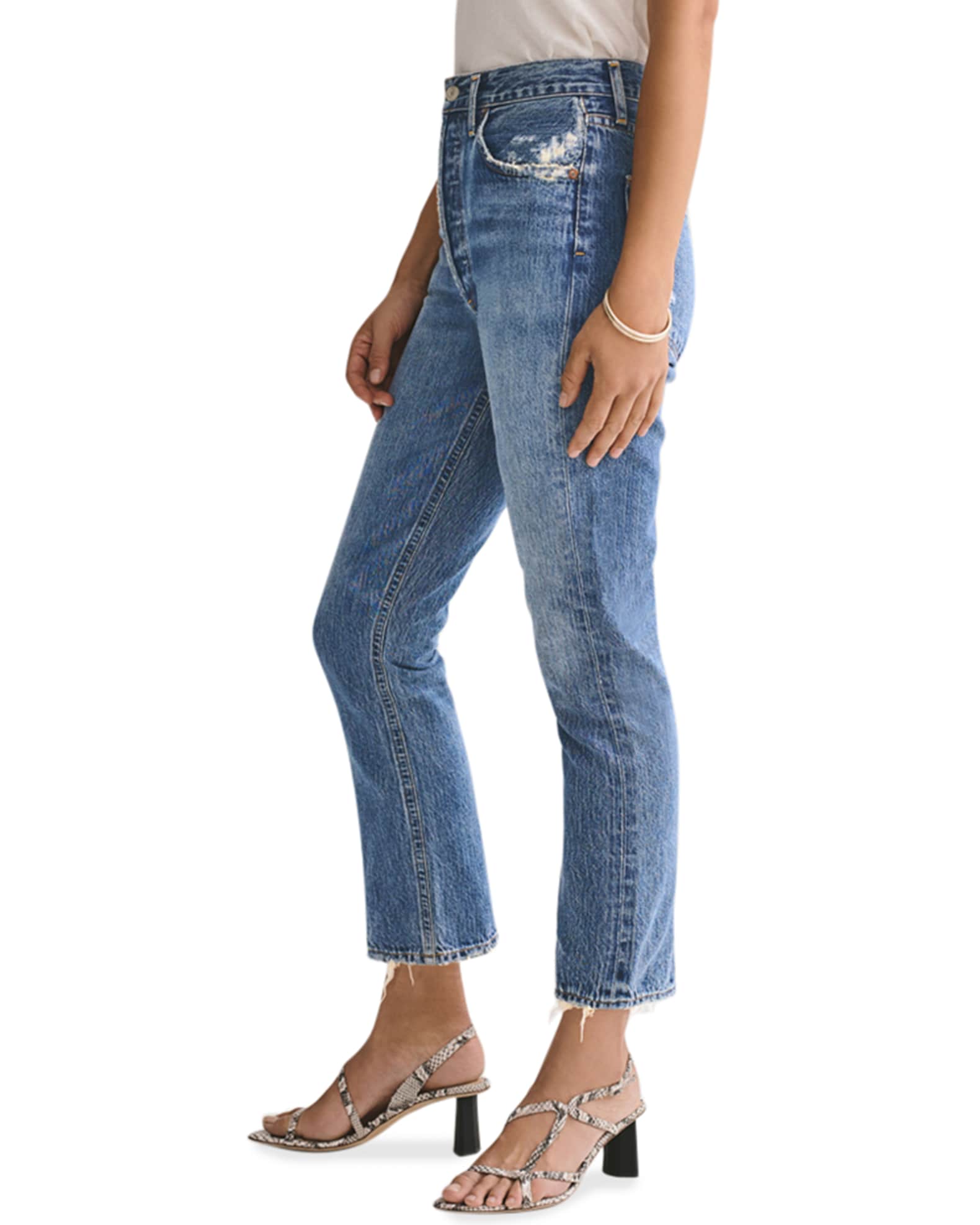 AGOLDE Riley High-Rise Straight Crop Jeans | Neiman Marcus