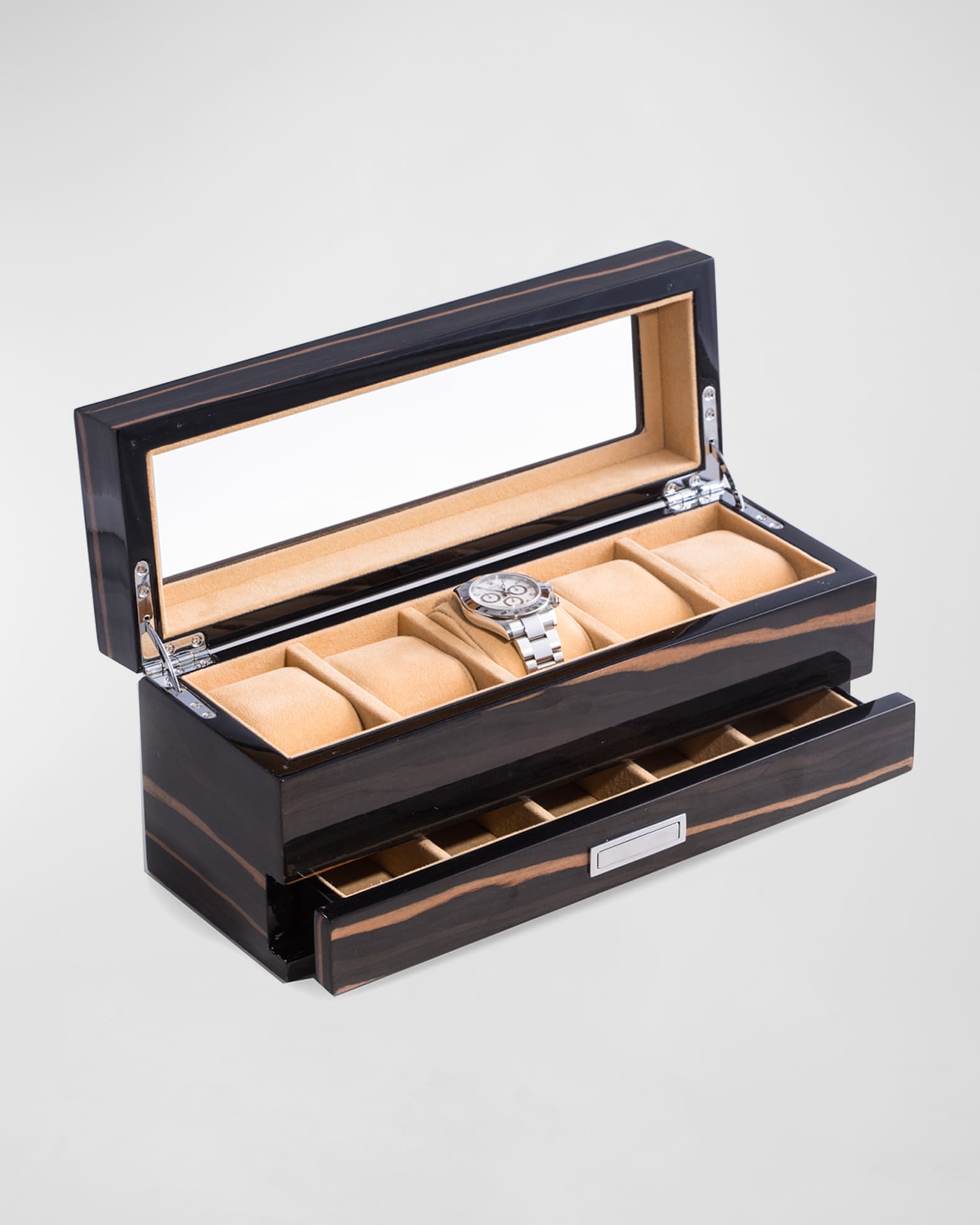 Bey-Berk Men's Personalized Wooden Watch %26 Accessory Storage Case ...