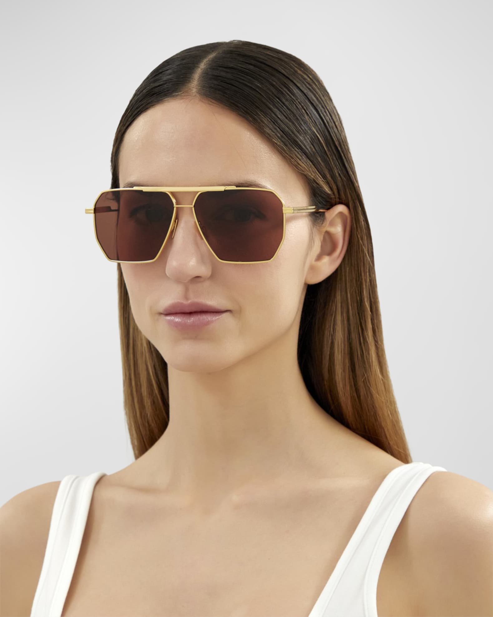 Bottega Veneta Metal Aviator Sunglasses | Neiman Marcus