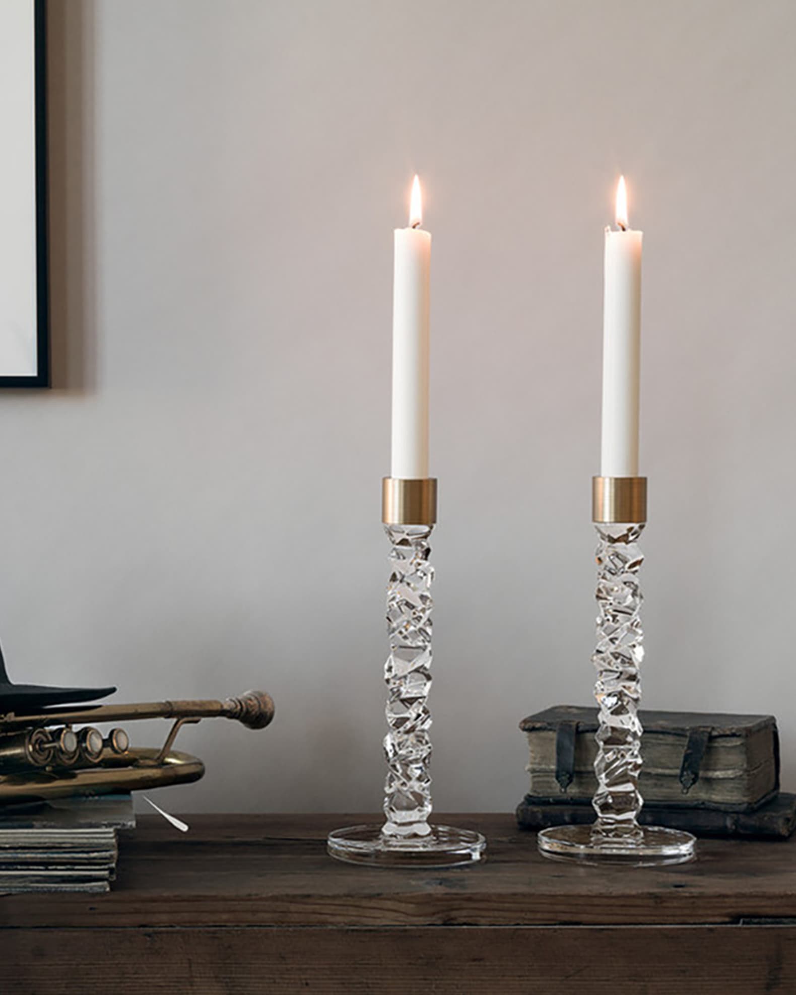 Orrefors Carat Brass Candlesticks, Set of 2 | Neiman Marcus
