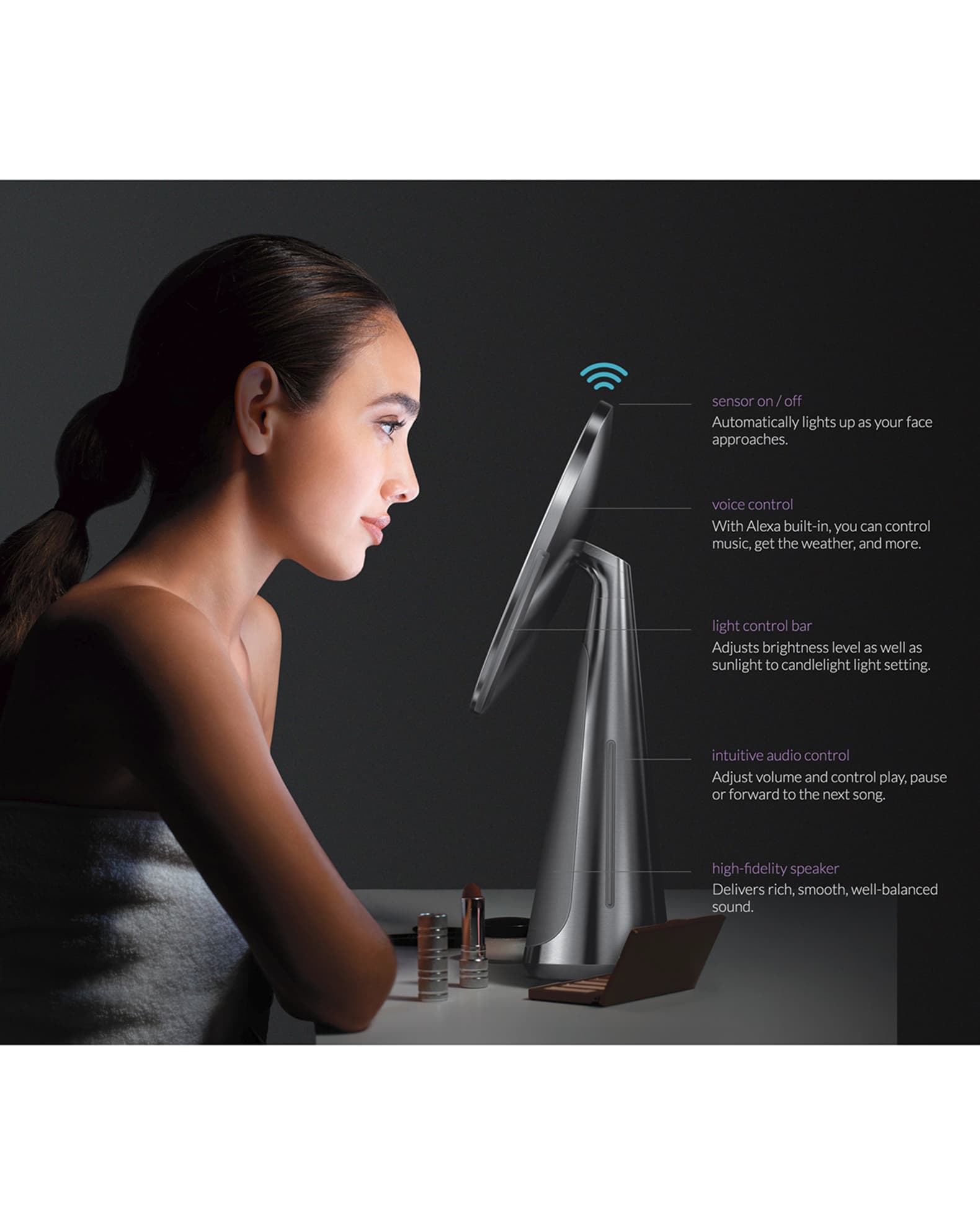 simplehuman Sensor Mirror Hi-Fi, Brushed Steel | Neiman Marcus