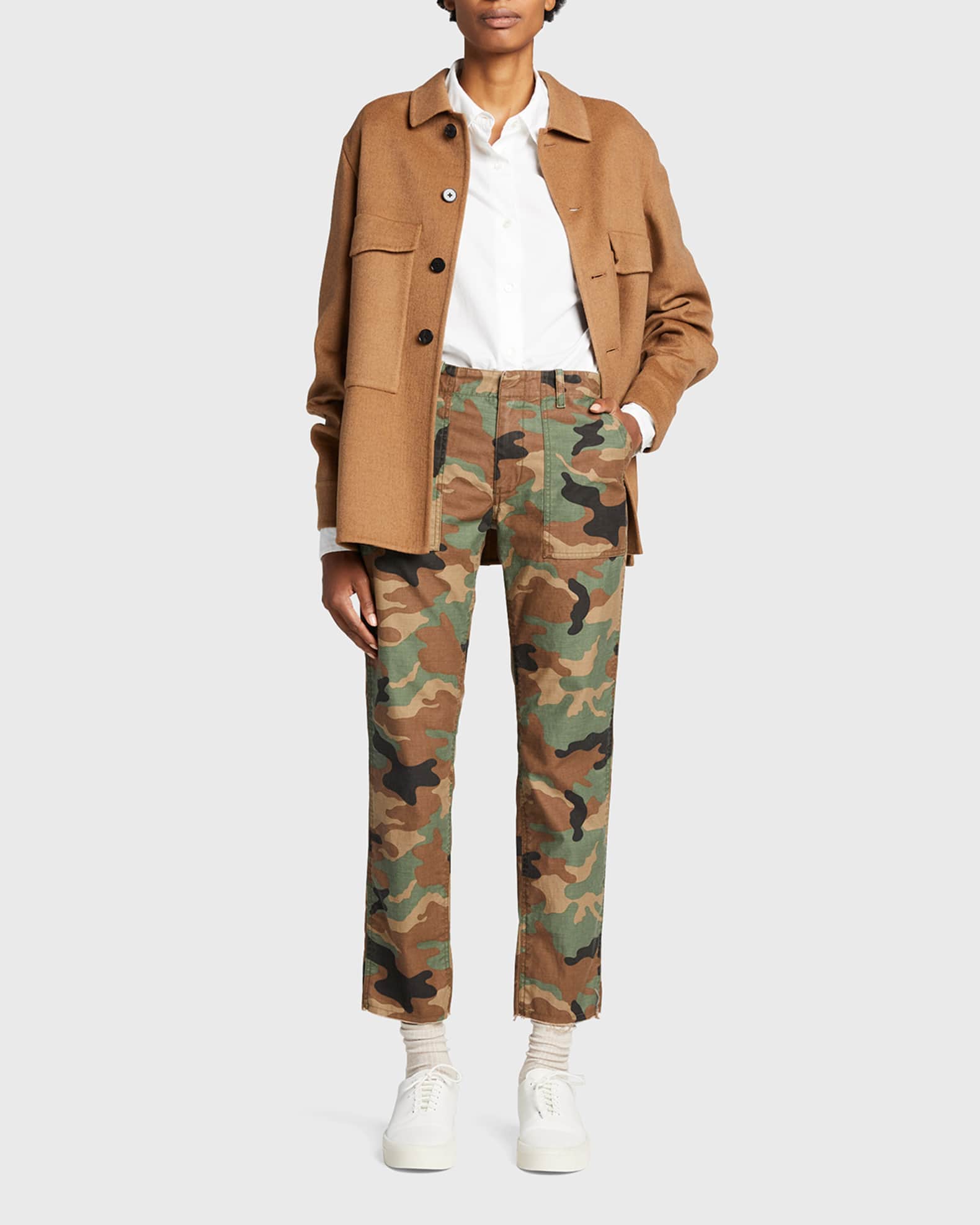 Jenna Cropped Raw-Edge Pants | Neiman Marcus