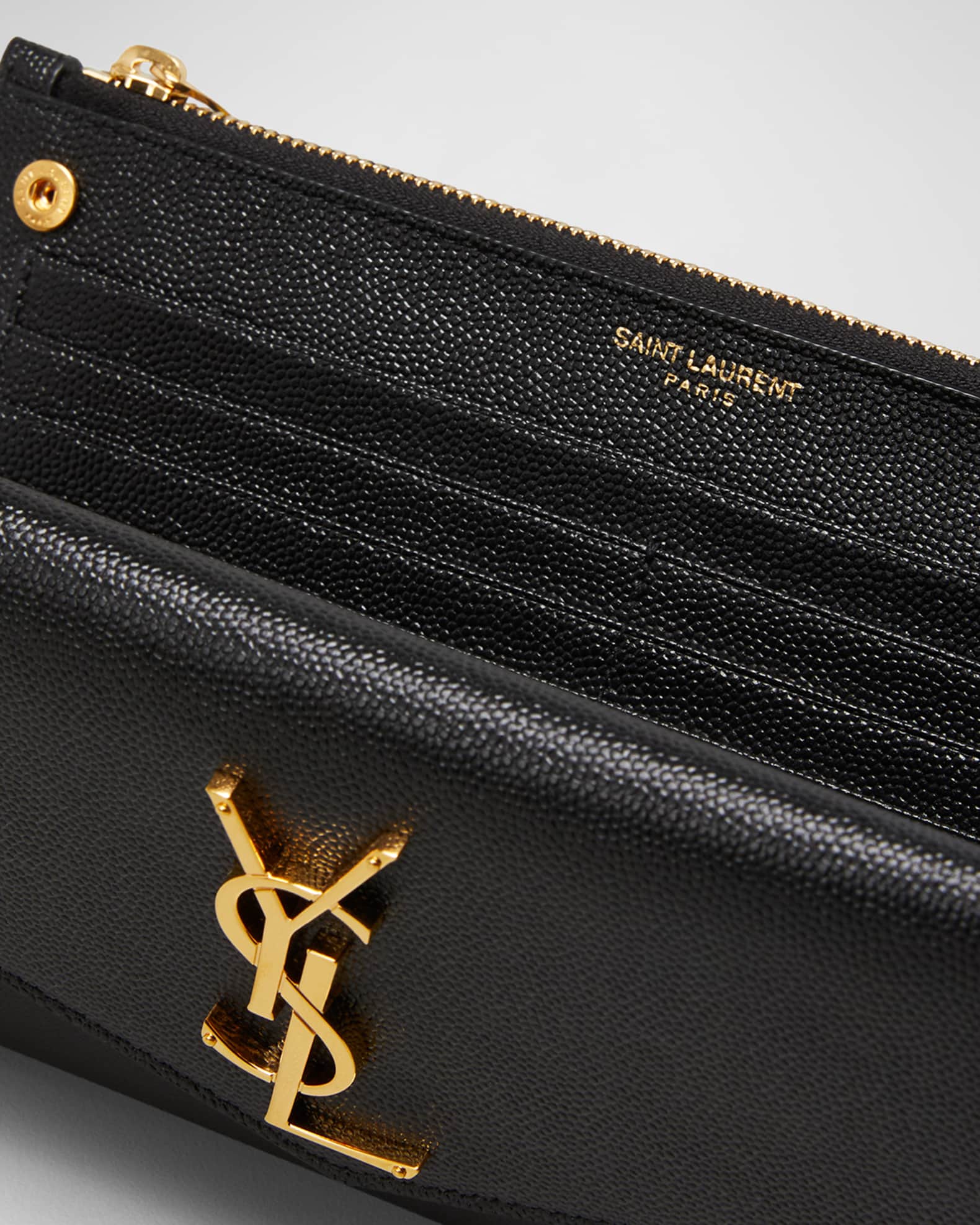 Saint Laurent YSL Monogram Small Envelope Flap Wallet with Zip Pocket ...