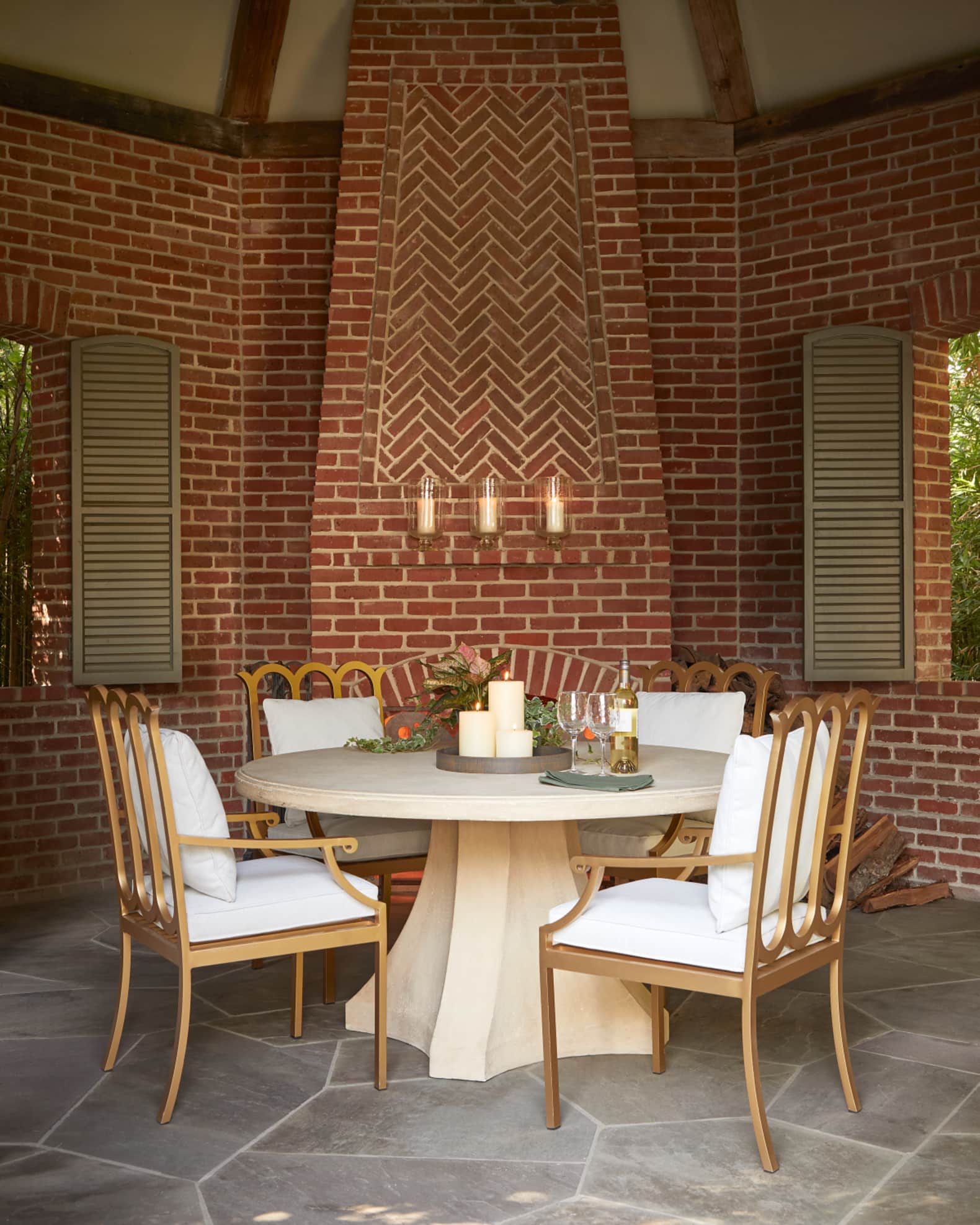 Alexandra Outdoor Double-Urn Pedestal Table and Chair Collection ...