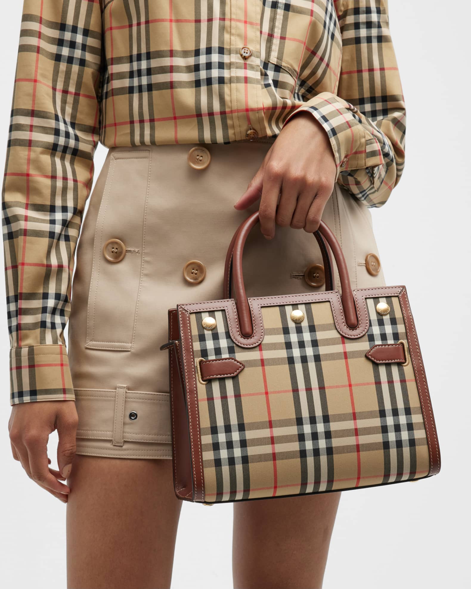 Burberry Title Mini Vintage Check Tote Bag | Neiman Marcus