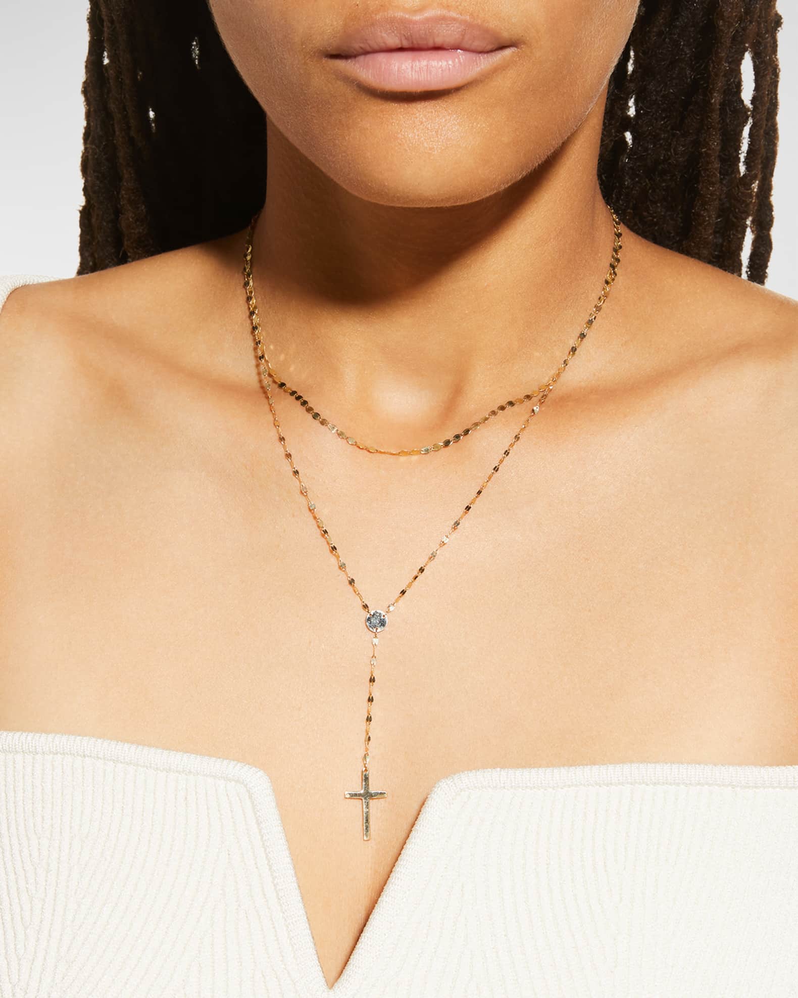 LANA 14k Double-Strand Crossary Necklace | Neiman Marcus