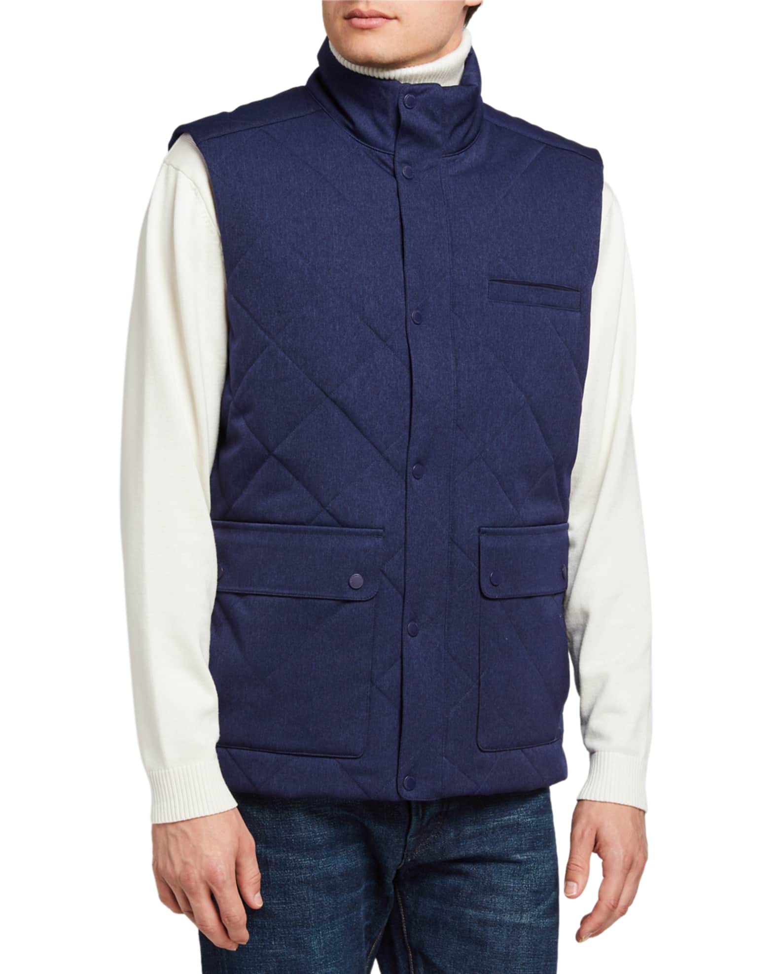 Fisher + Baker Men's Lexington Quilted Zip-Front Vest | Neiman Marcus