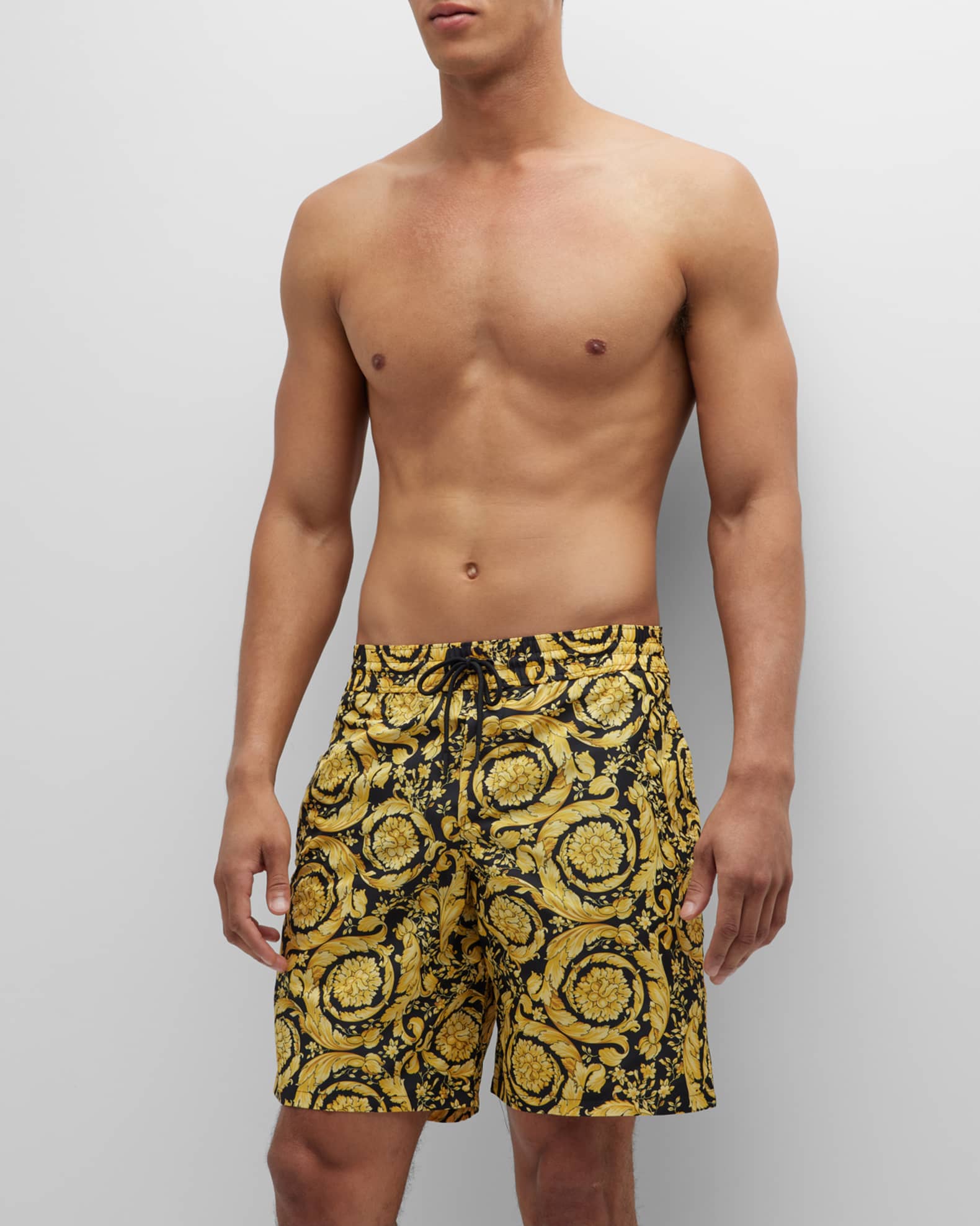 Versace Men's Long Baroque Swim Trunks | Neiman Marcus
