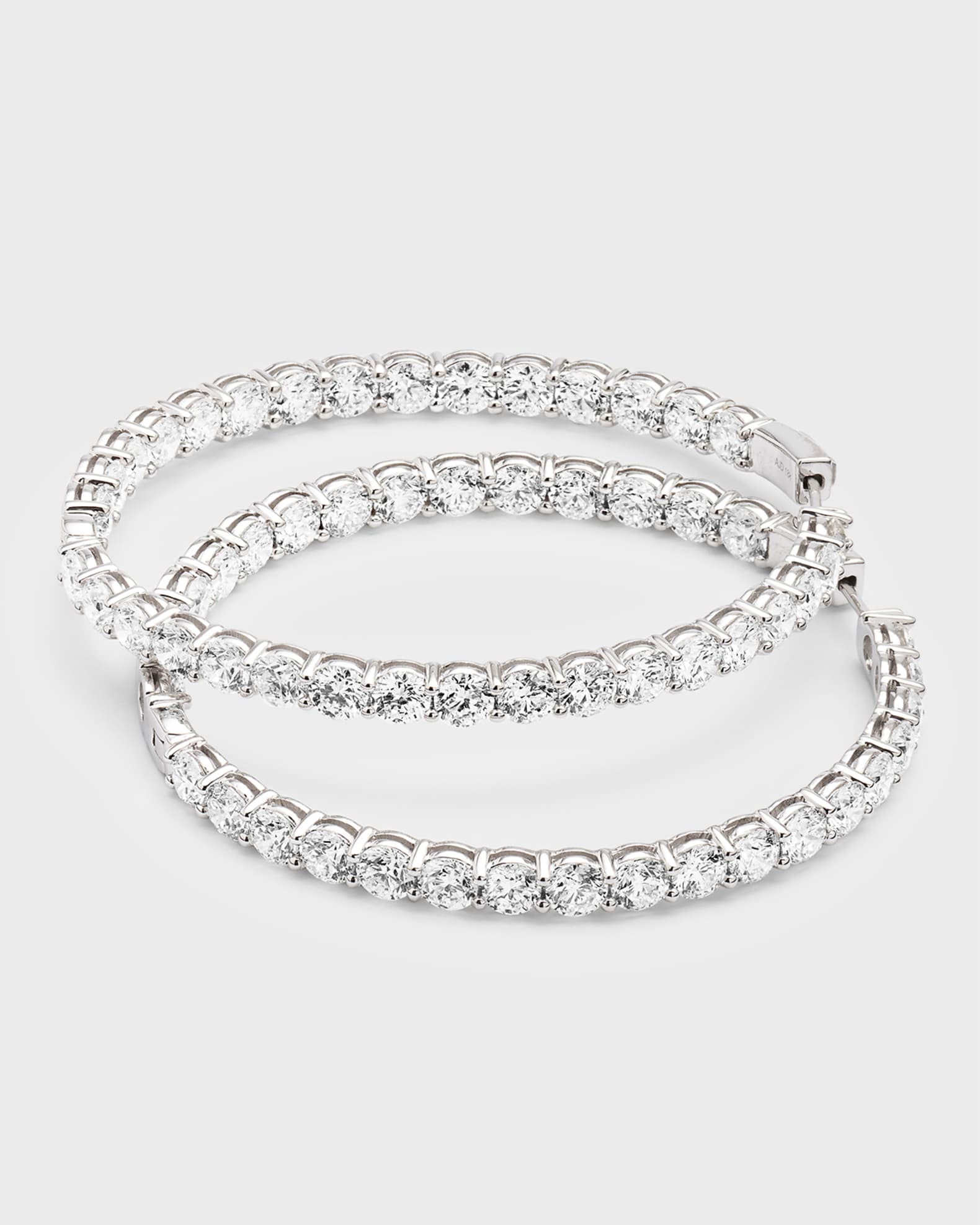 Neiman Marcus Diamonds 18K White Gold Diamond Hoop Earrings, 21.12tcw ...