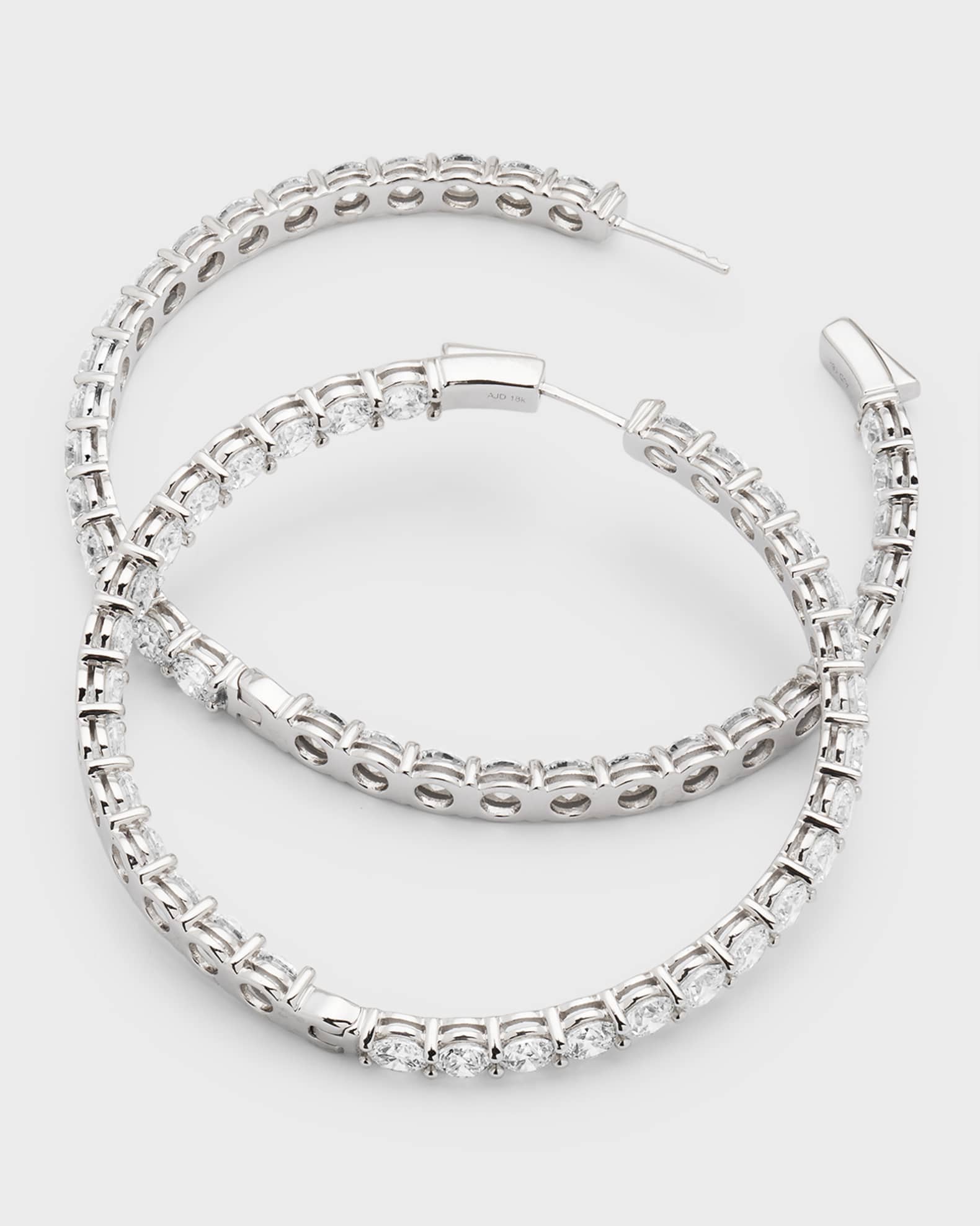 Neiman Marcus Diamonds 18K White Gold Diamond Hoop Earrings, 21.12tcw ...