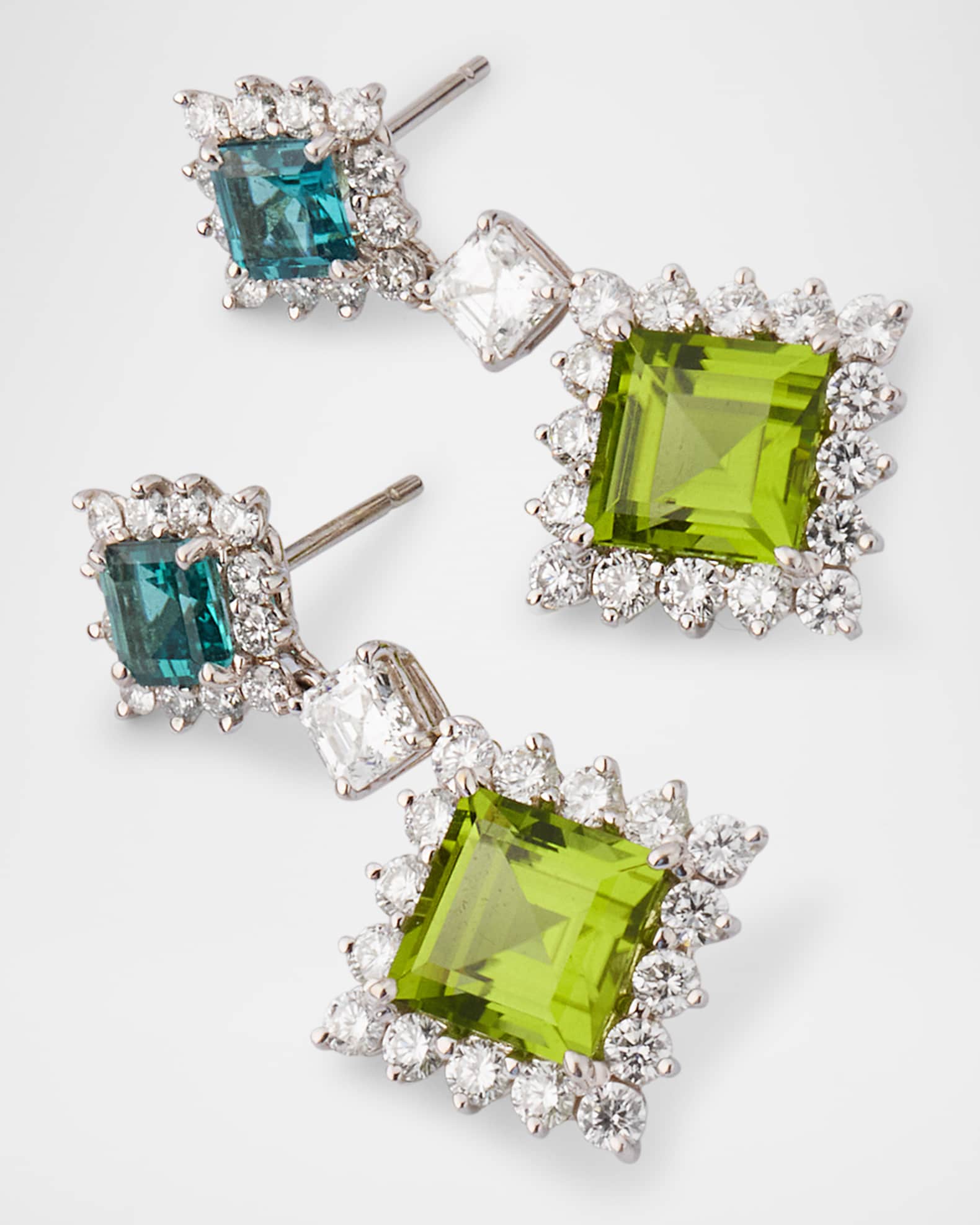 Robert Erich 18K White Gold Diamond, Lagoon Blue Tourmaline and Peridot ...