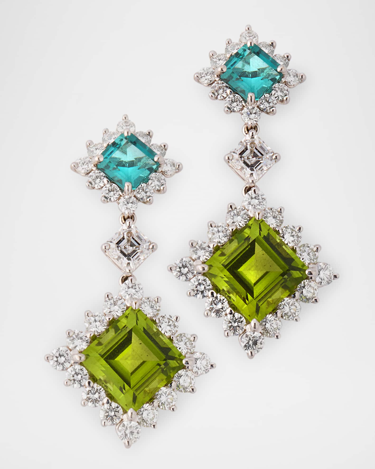 Robert Erich 18K White Gold Diamond, Lagoon Blue Tourmaline and Peridot ...