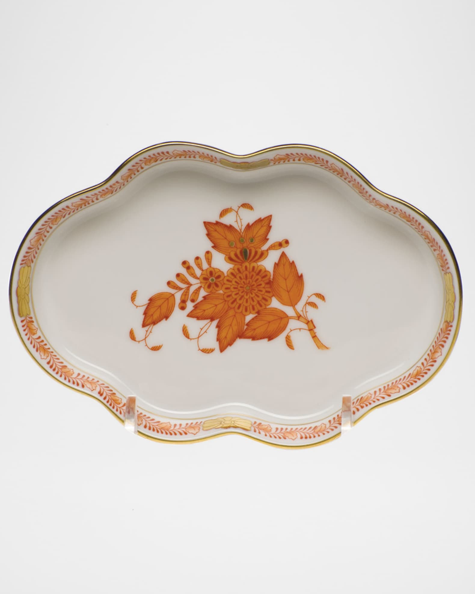 Herend Chinese Bouquet Rust Small Scalloped Tray | Neiman Marcus