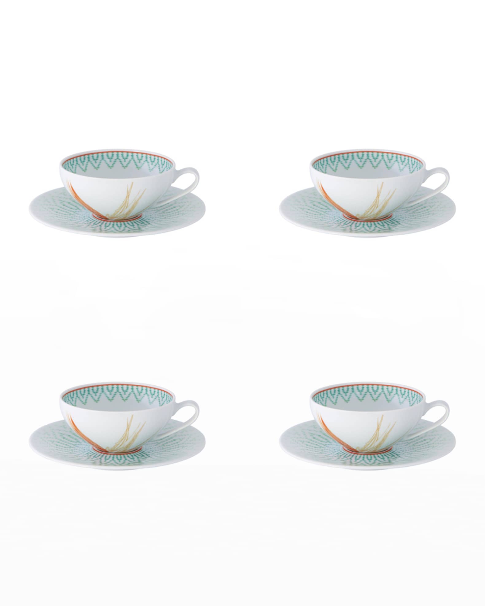 Vista Alegre Fiji Tea Cups & Saucers, Set of 4 | Neiman Marcus