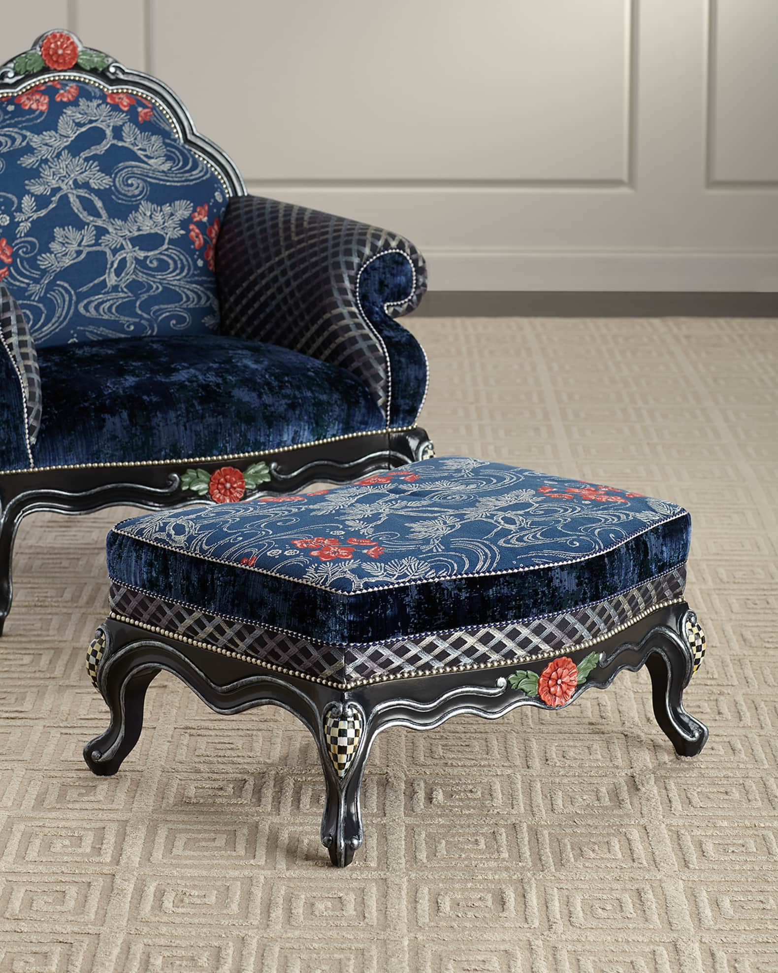 MacKenzie-Childs Bluetopia Ottoman | Neiman Marcus